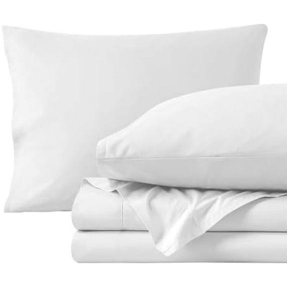 100% Organic Cotton Twin Sheet Set - Crisp Percale Weave - Lightweight ...