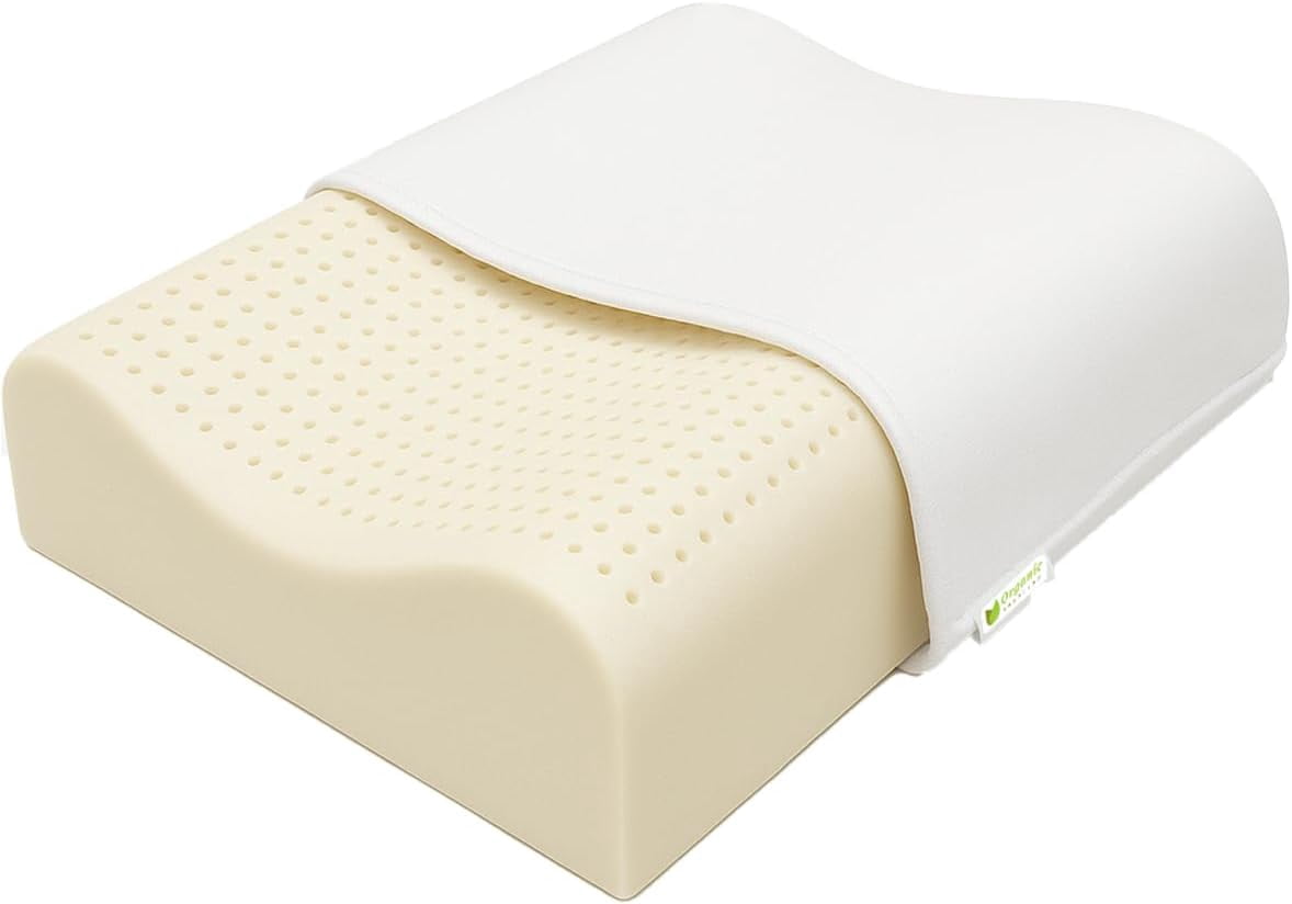 100% Organic Latex Contour Pillow for Neck Pain |Standard Size, High ...