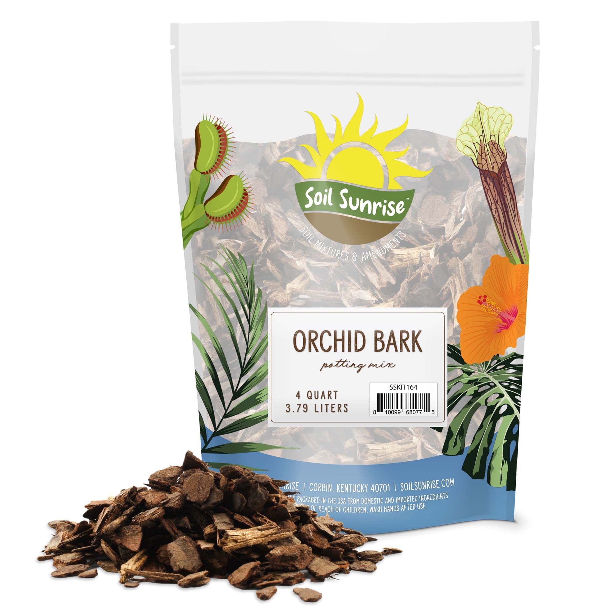 100% Organic Orchid Potting Bark (4 Quarts), All-Natural USA-Sourced ...