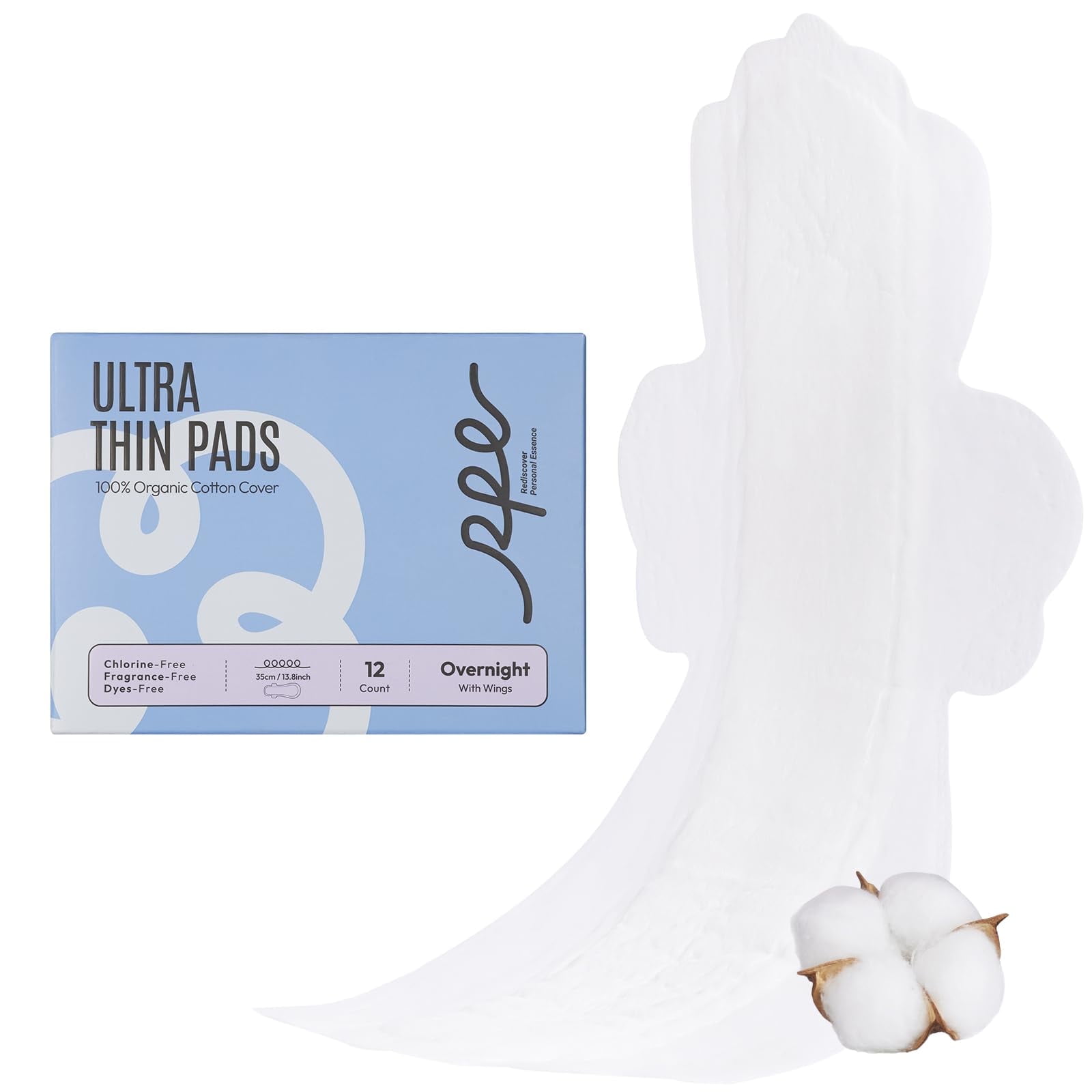 100% Organic Overnight Pads for Women, Ultra Thin Extra Heavy Flow ...