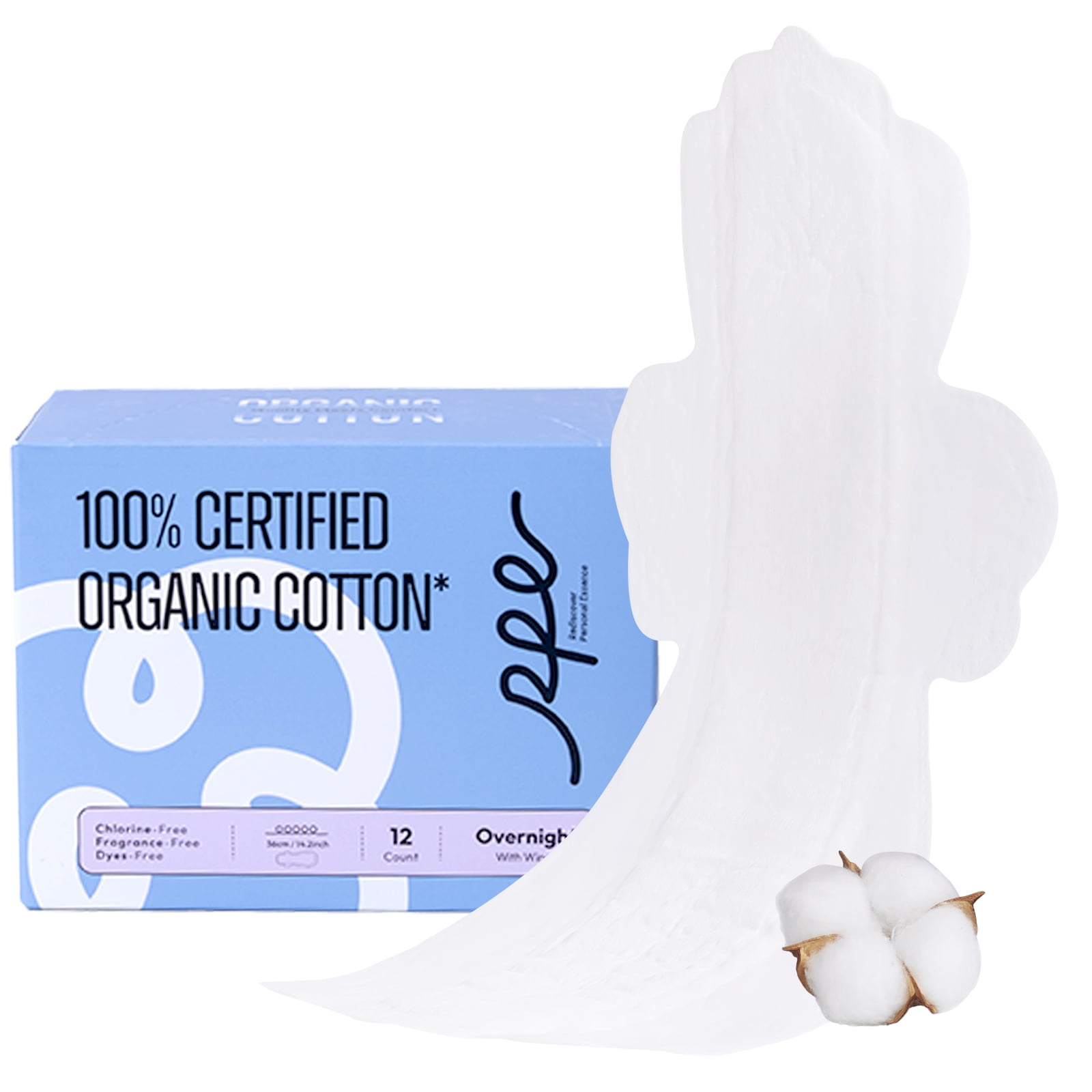 100% Organic Overnight Pads for Women, Ultra Thin Extra Heavy Flow ...
