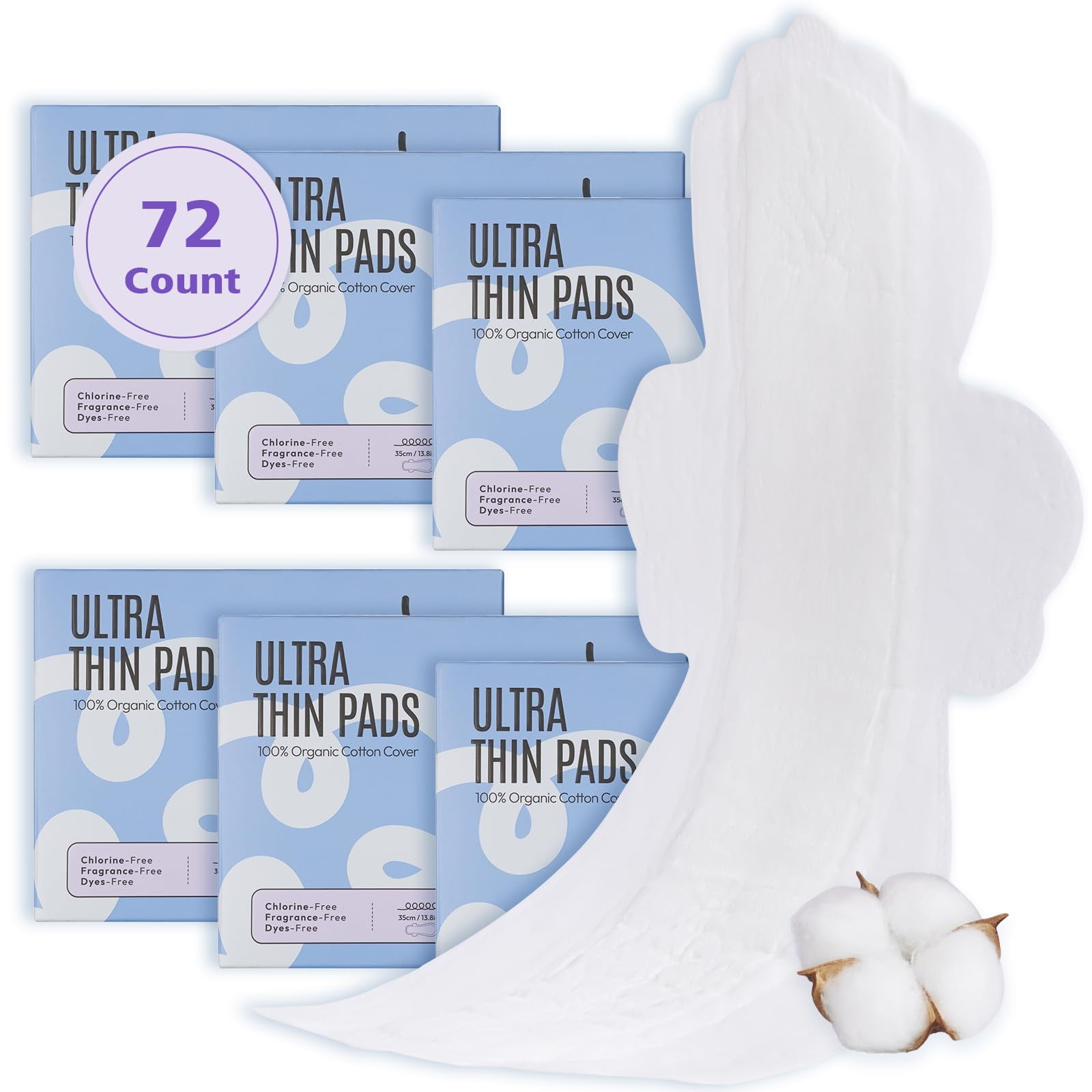 100% Organic Overnight Pads for Women, Ultra Thin Extra Heavy Flow ...