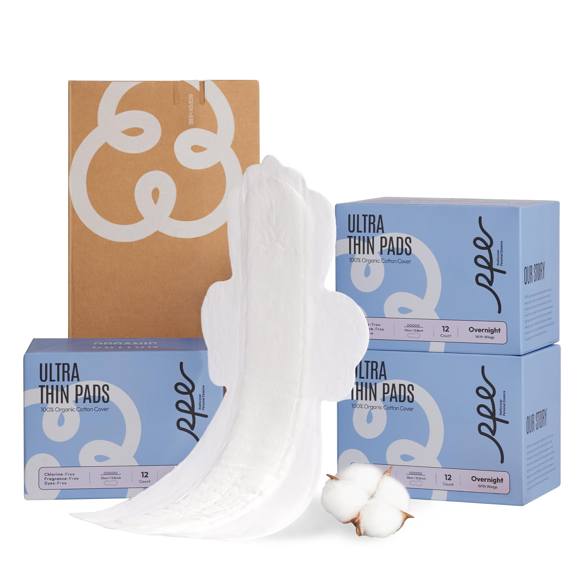 100% Organic Overnight Pads for Women, Ultra Thin Extra Heavy Flow ...