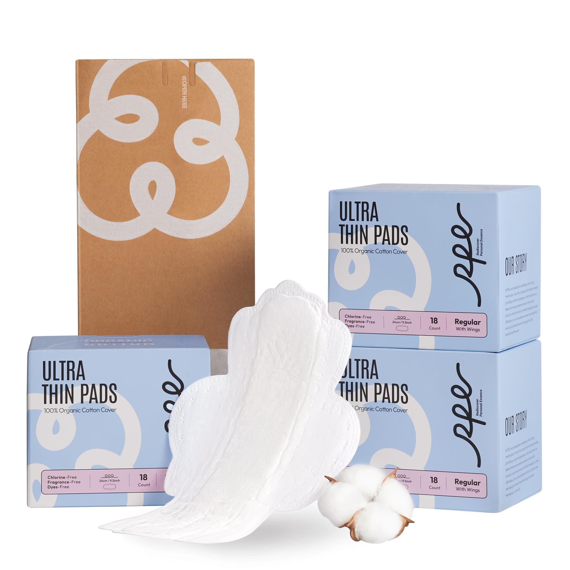 100% Organic Pads for Women - 54ct, Ultra Thin Feminine Pads with Wings ...