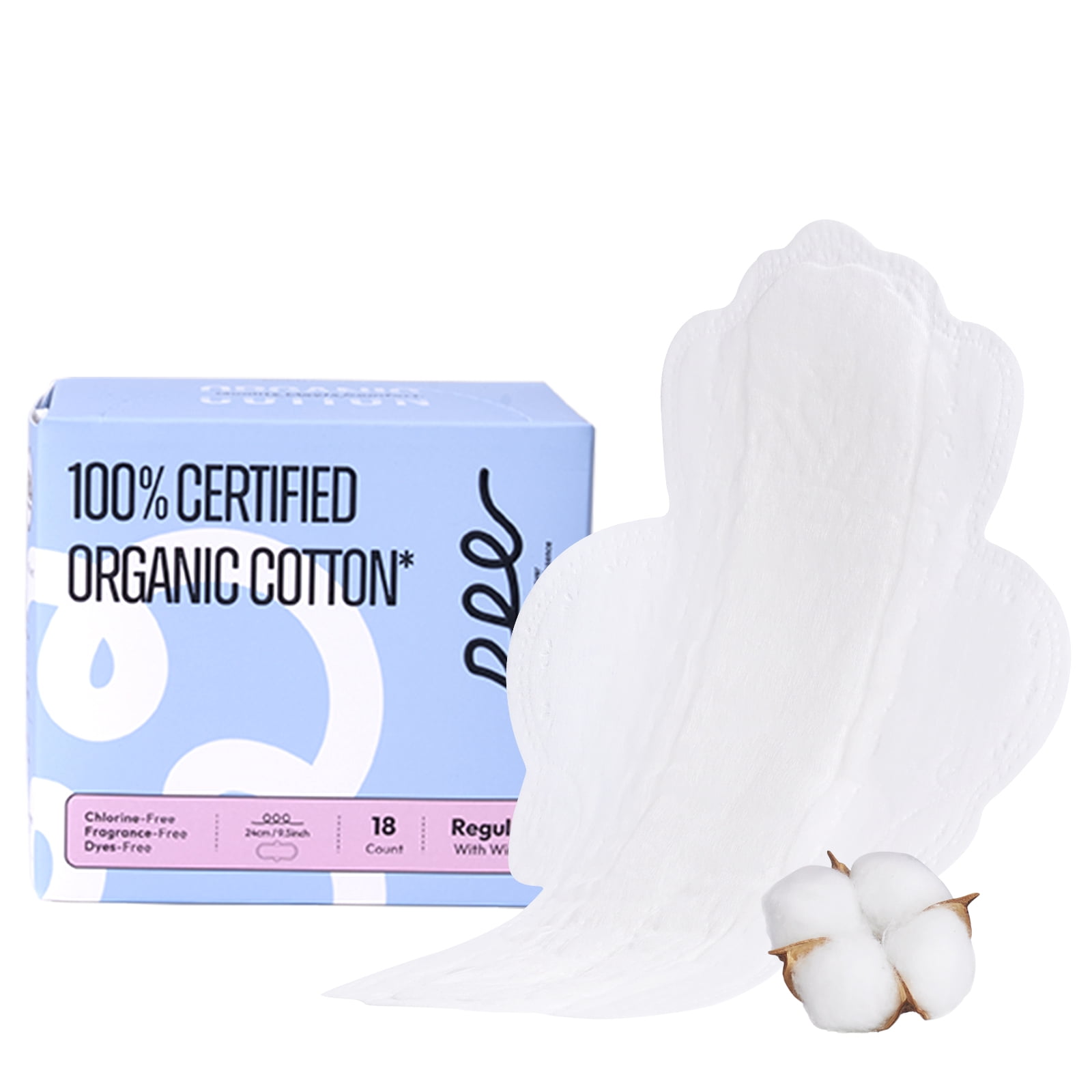 100% Organic Pads for Women, Organic Cotton Cover Pad - Regular ...