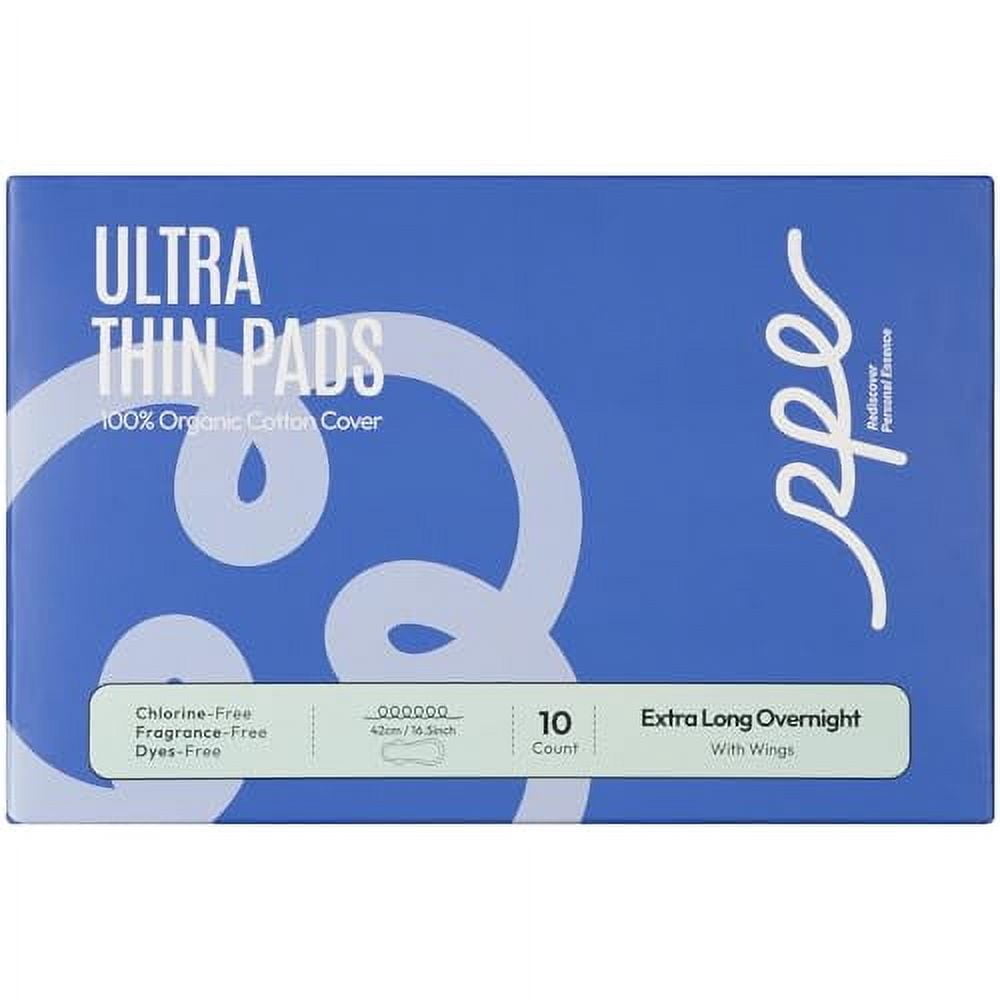 100% Organic Super Long Overnight Pads with Wings, Extra Heavy Sanitary ...