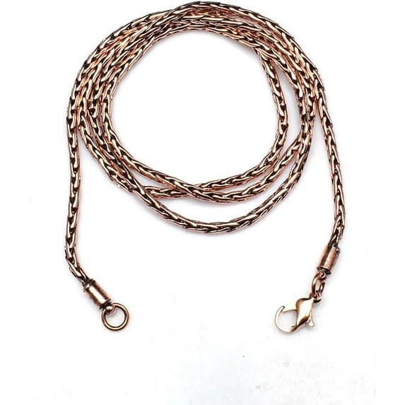 100% Oxidized Copper Chain Necklace Pure Copper Wheat Chain Solid ...