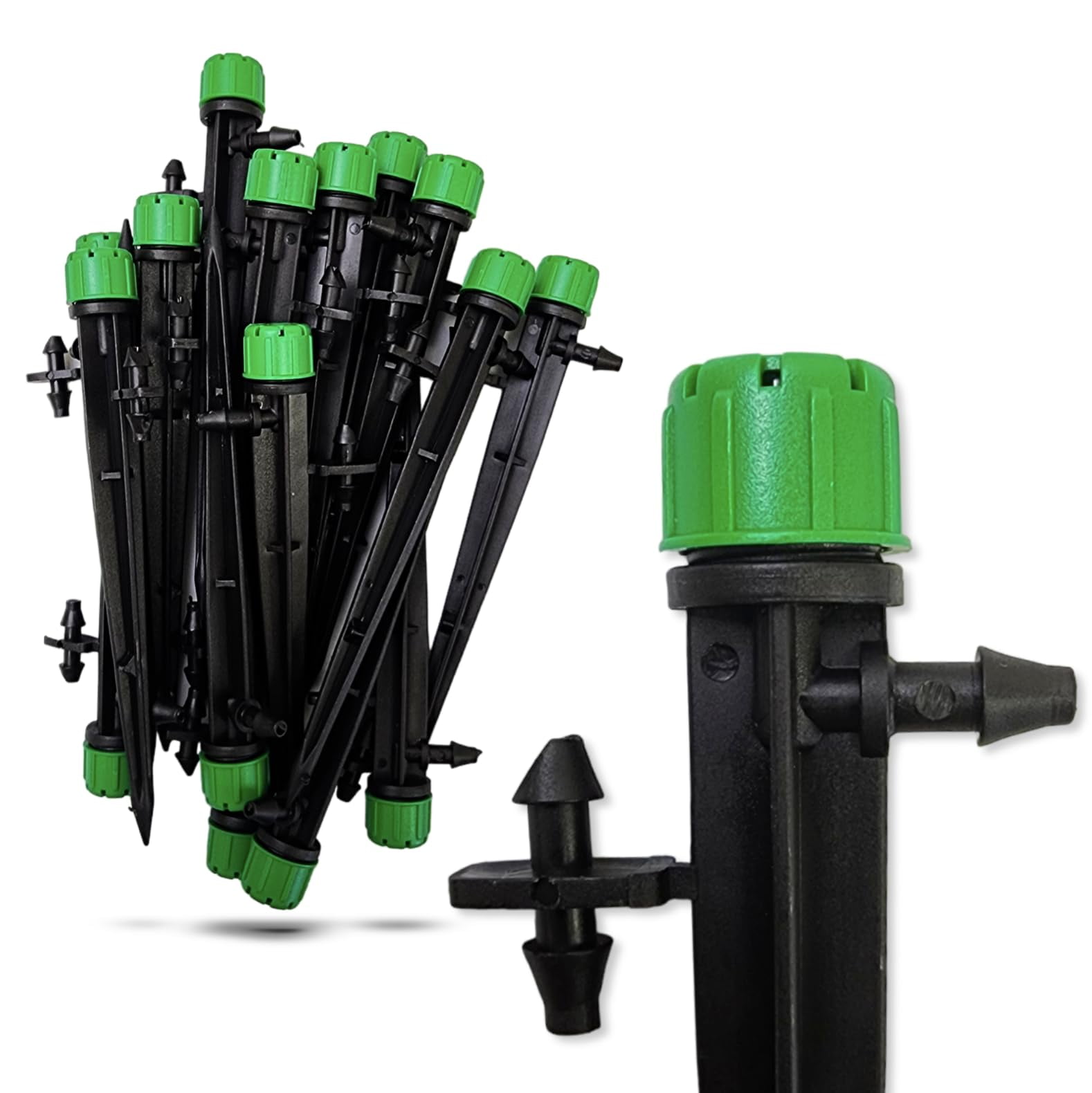 (100-PACK) - 1/4" Inch 360 Degree Drip Emitter On 6" Stake Sprayer ...