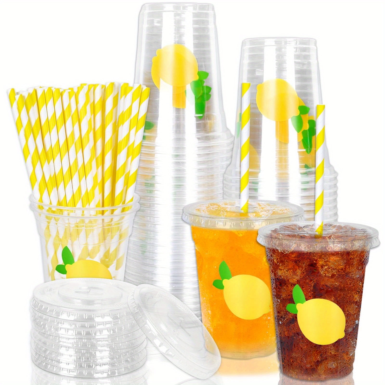 100 PACK 12oz Clear Plastic Cups, Disposable Cold Drinking Cups, 12 ...