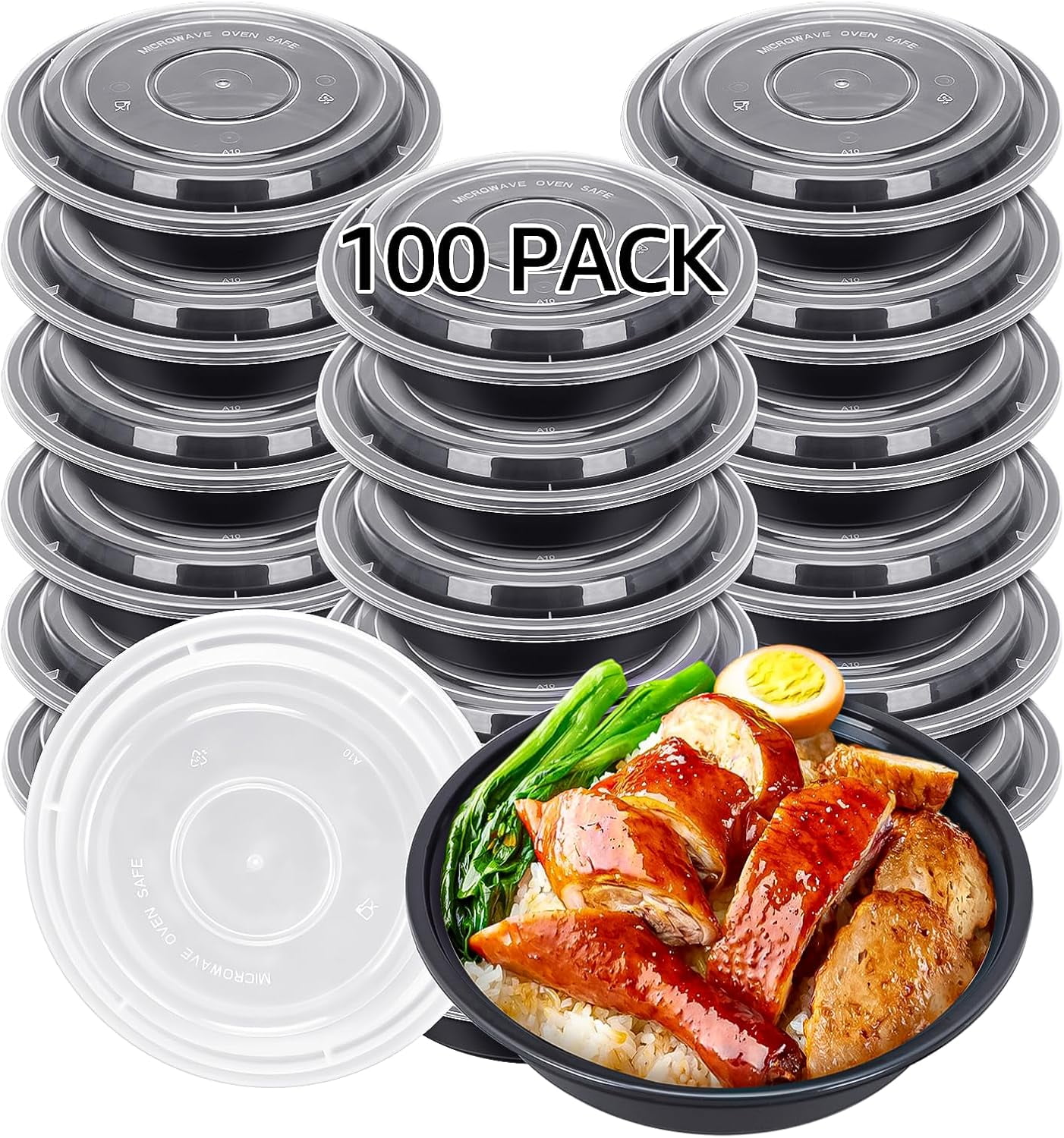 100 PACK 24 oz. Meal Prep Containers, Extra Large & Thick Food Storage ...