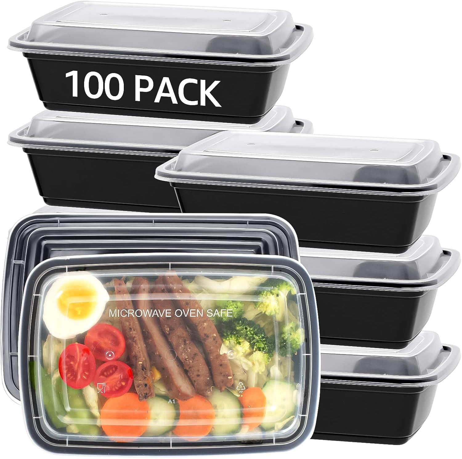 100 PACK, 24 oz. Meal Prep Containers, Extra Large & Thick Food Storage ...