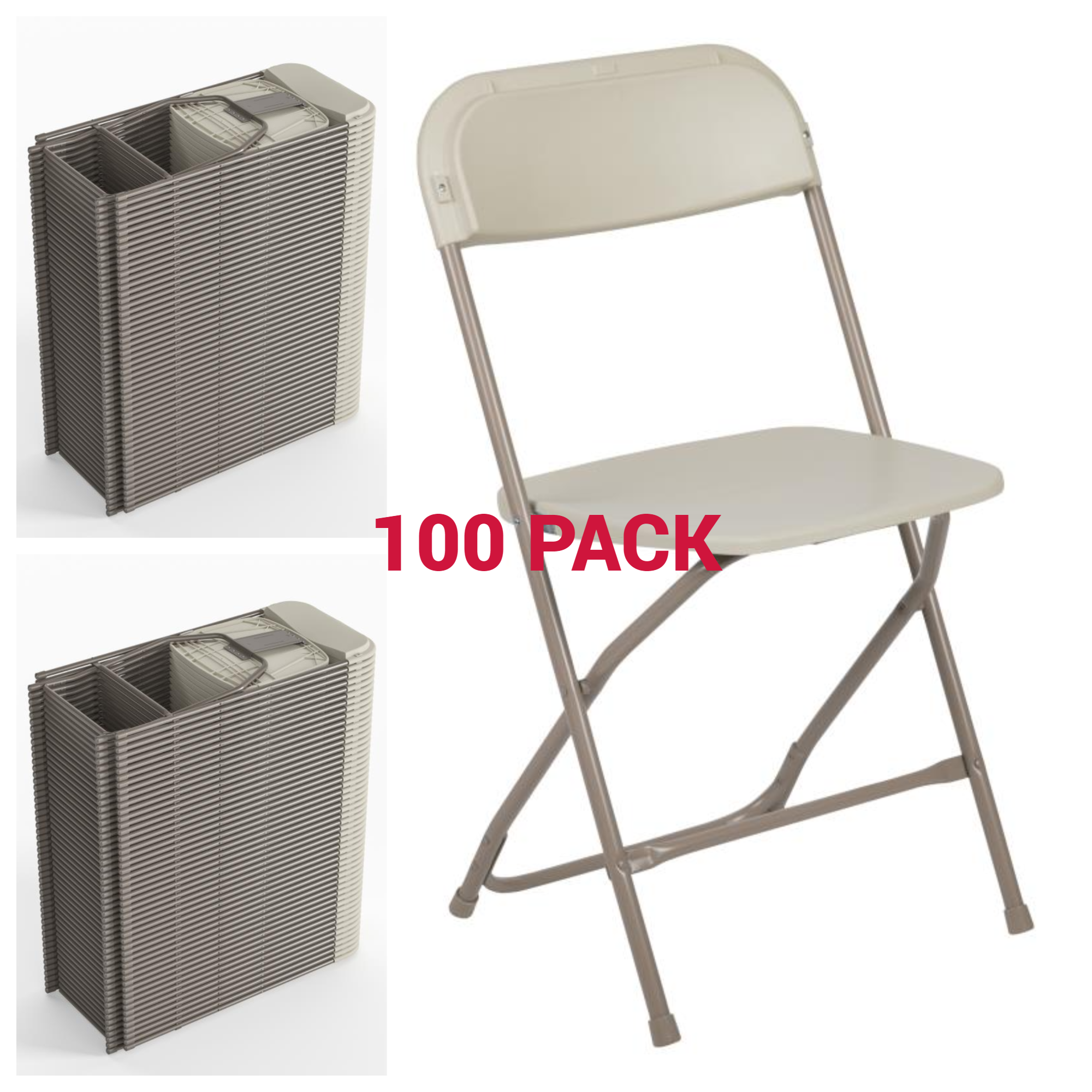 (100 PACK) 650 Lbs Weight Capacity Commercial Quality Beige Plastic ...