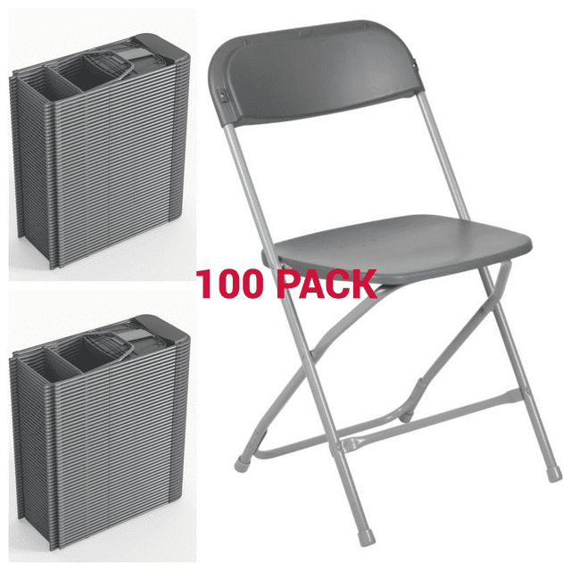 (100 PACK) 650 Lbs Weight Capacity Commercial Quality Light Gray Plastic Stackable Folding Chair ...