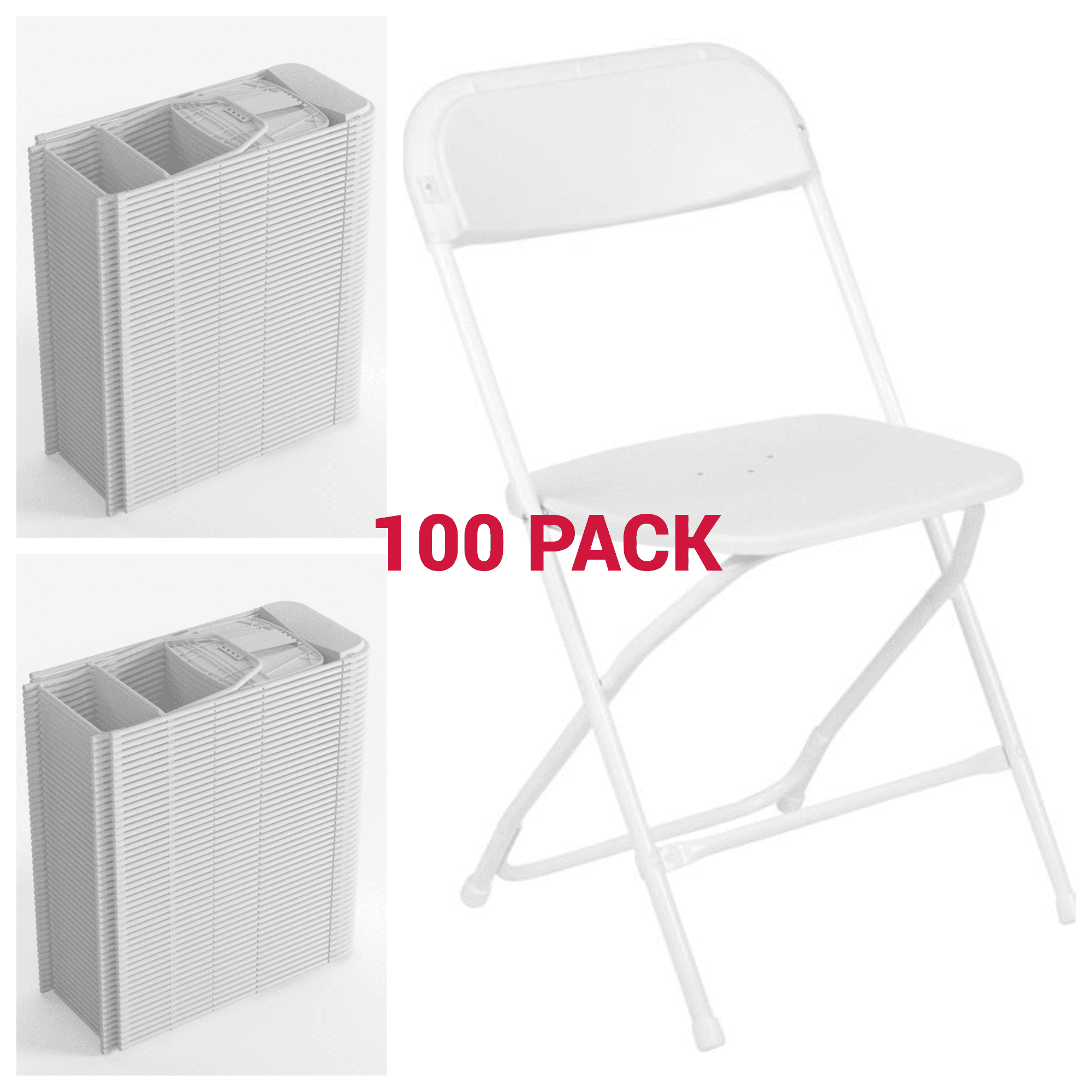 (100 PACK) 650 Lbs Weight Capacity Commercial Quality White Plastic ...