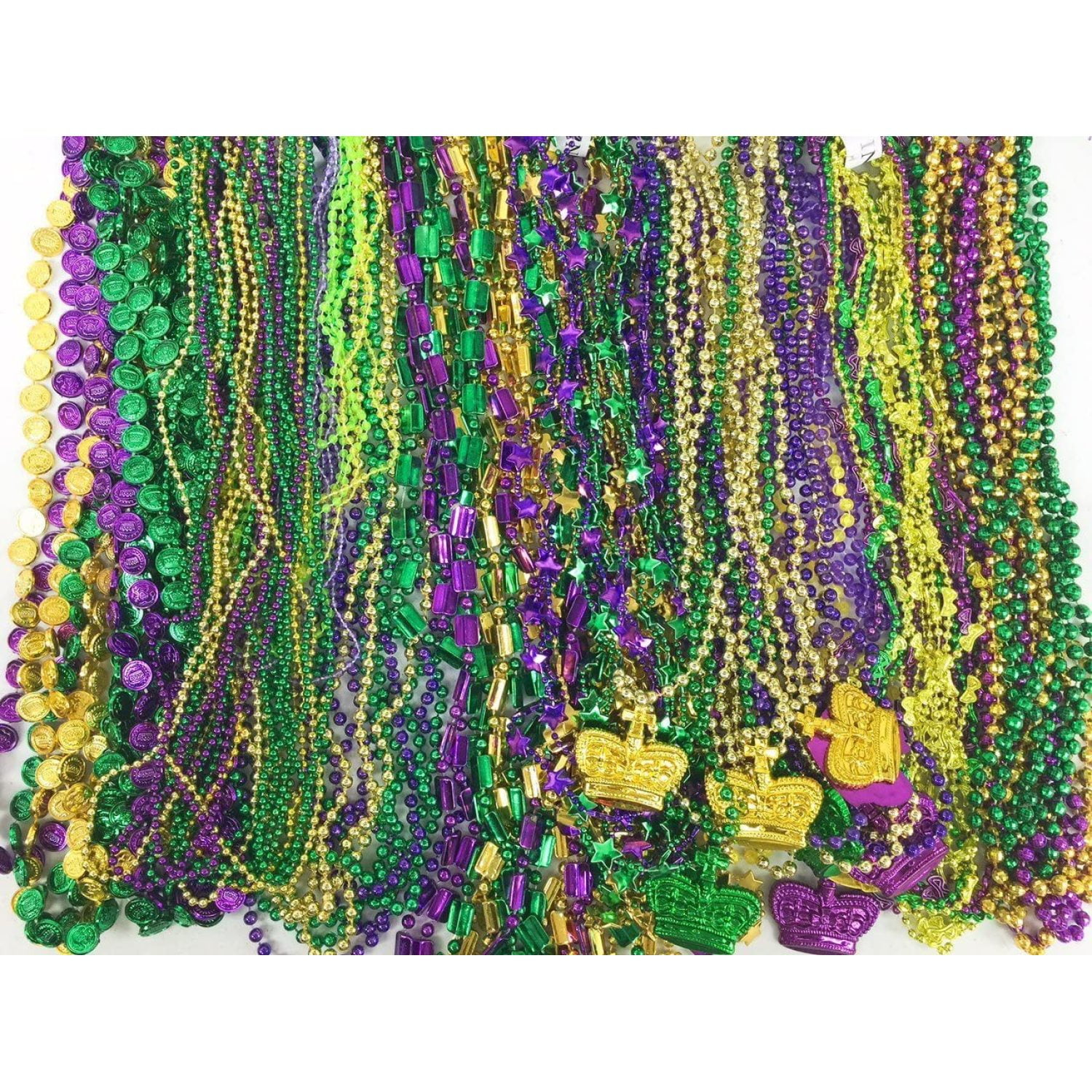 100 PC 24"-48" Bead Assortment/Mardi Gras Bead Assortments/ Beaded ...