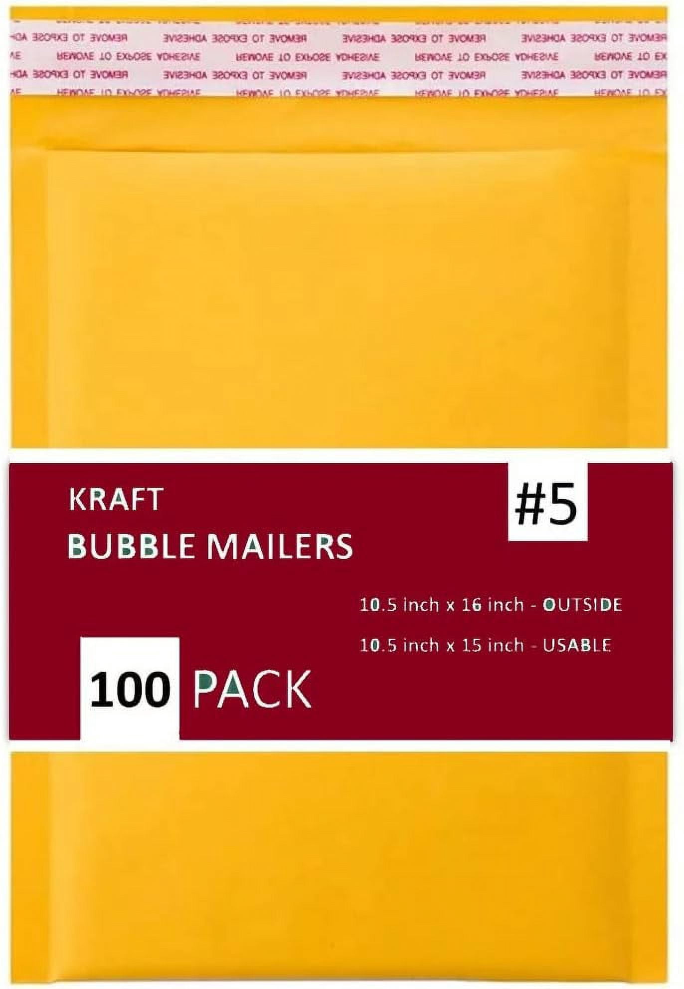 100 PC #5 10.5x16 Inches 100 Pack Inches Kraft Bubble Mailers Yellow ...