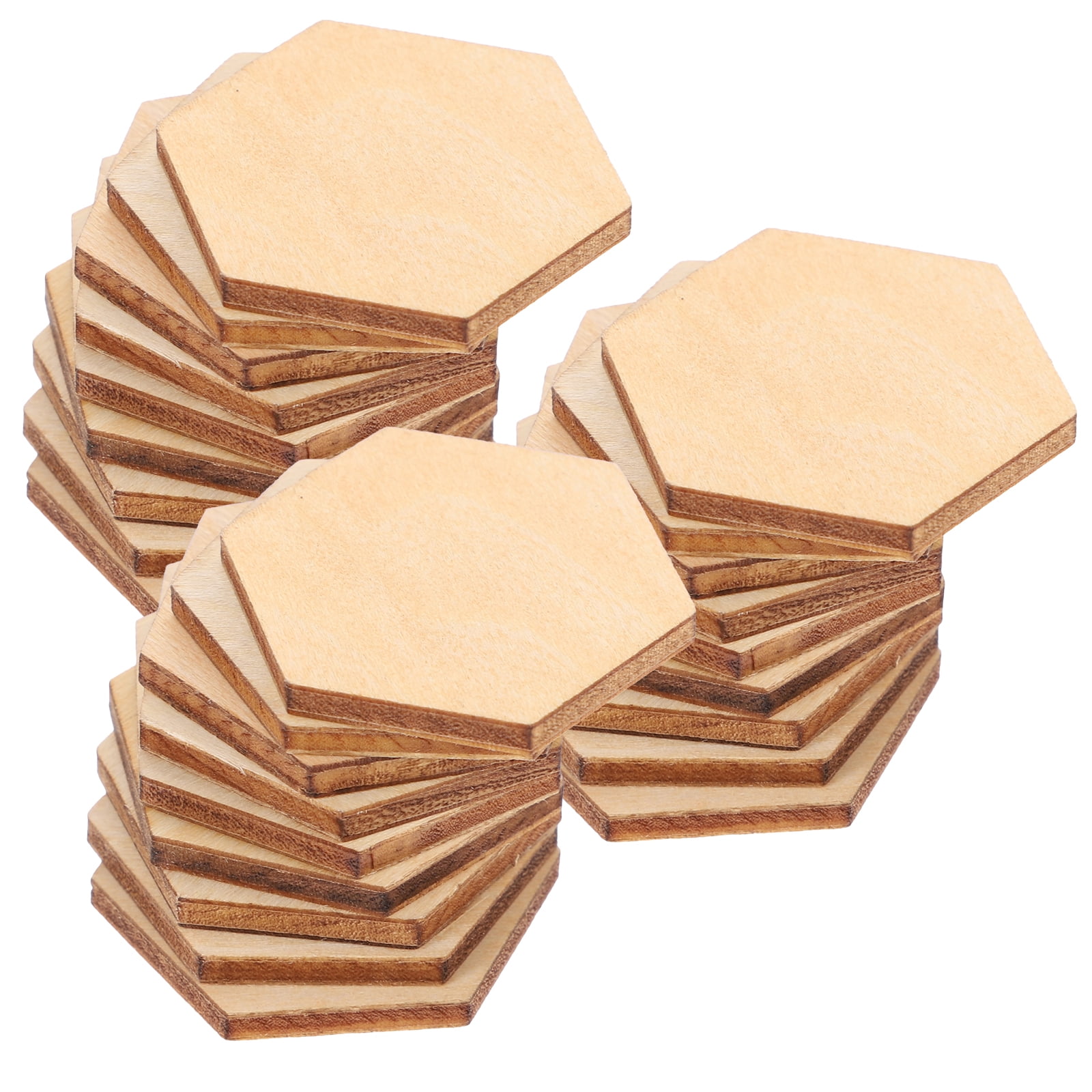 100 PC Wooden Hexagon Pieces Hexagonal Bases Office Child - Walmart.com