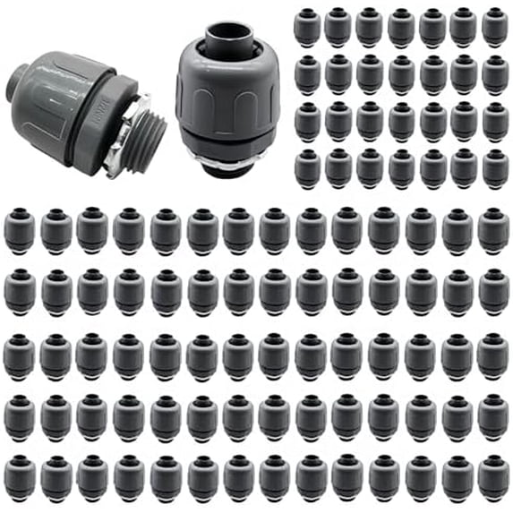 100 PCS 1/2 Inch Liquid Tight Connector, PVC Electrical Conduit ...