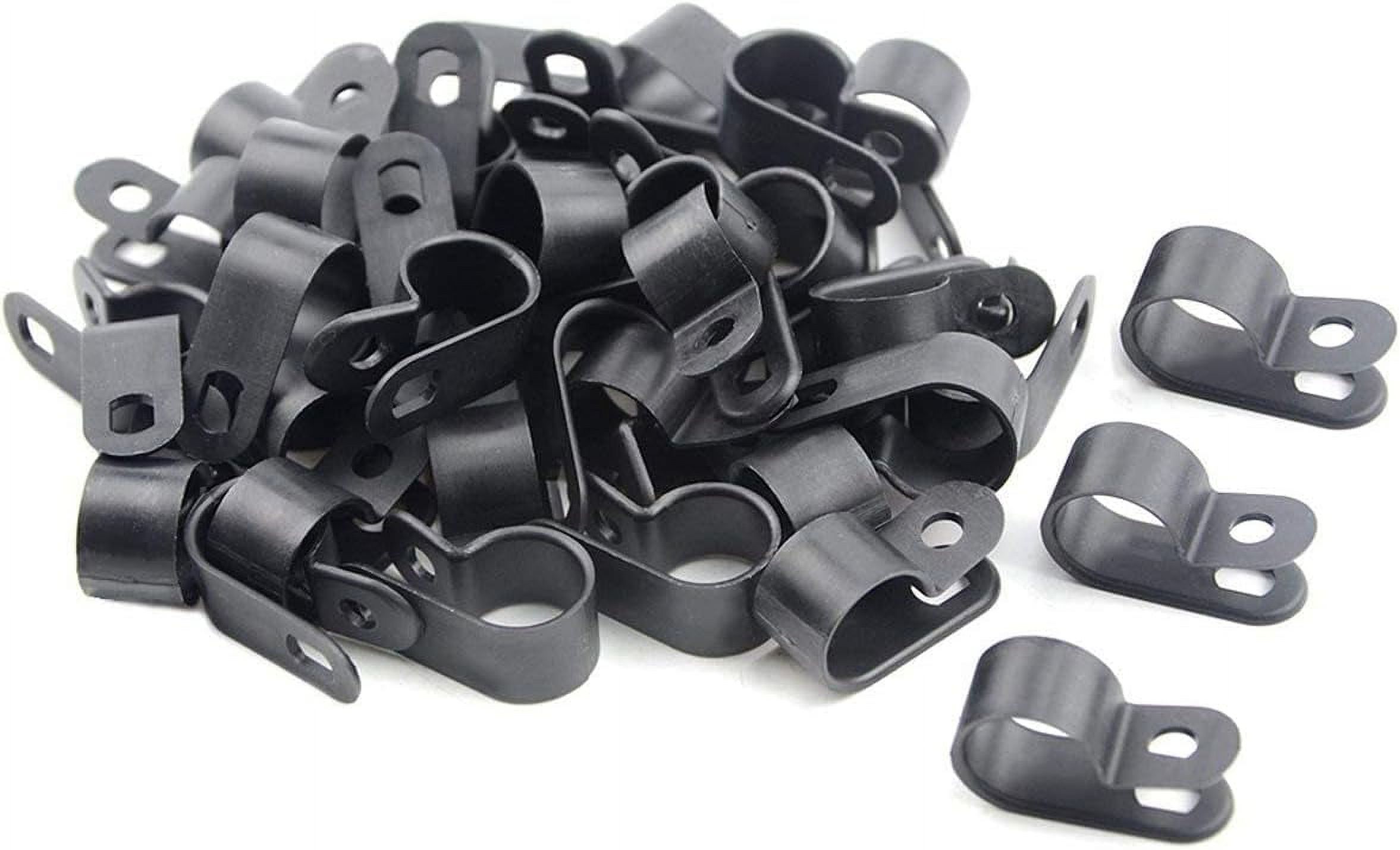 100 PCS 1/2" Nylon Cable Clips R-Type Cable Clip Black Plastic Wire ...