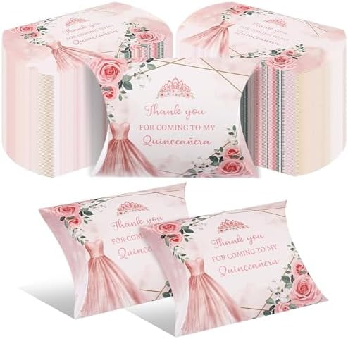 100 PCS 15th Birthday Box 4.5 x 3.5Inch Pillow Gift Boxes Quinceanera ...