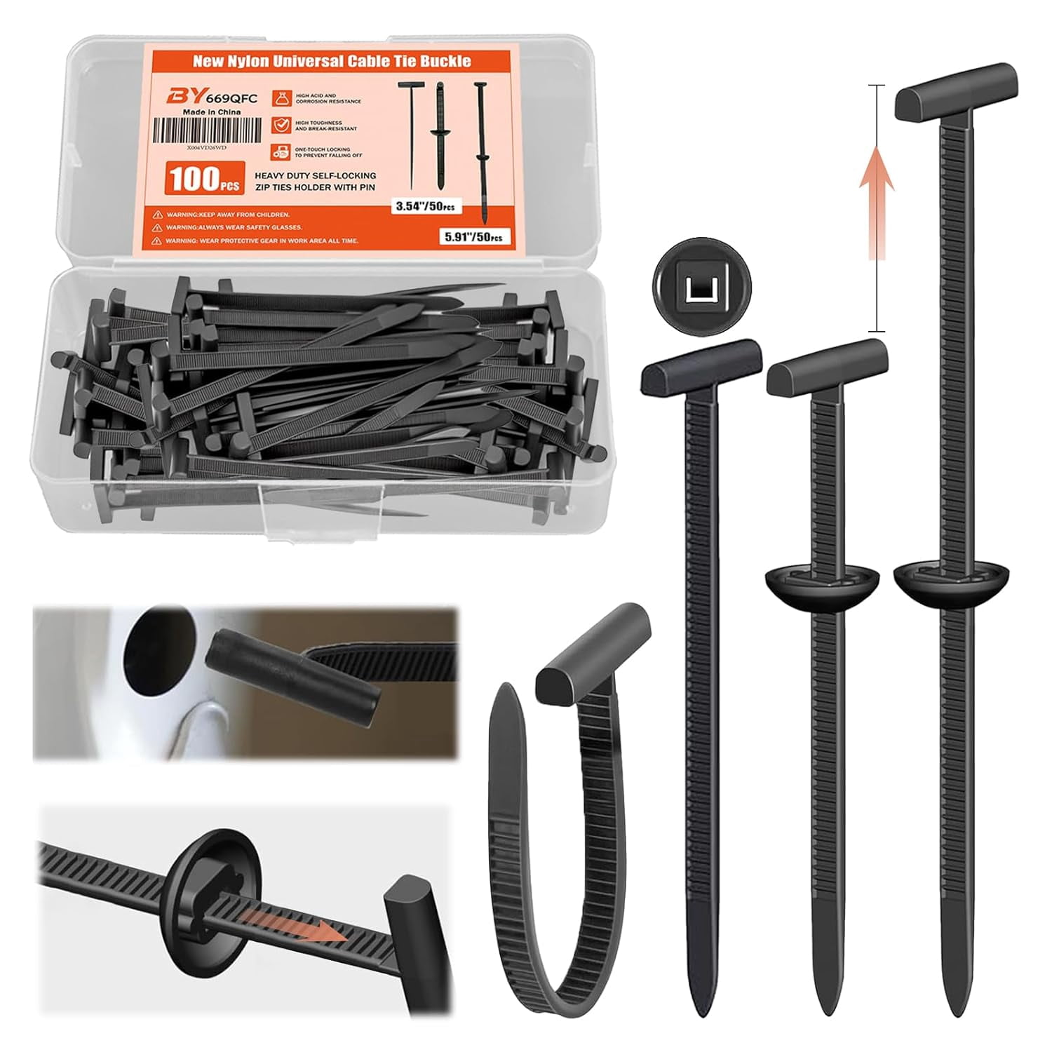 100 PCS 2026 New Upgrade Nylon Universal Cable Tie Buckle, with Clear ...