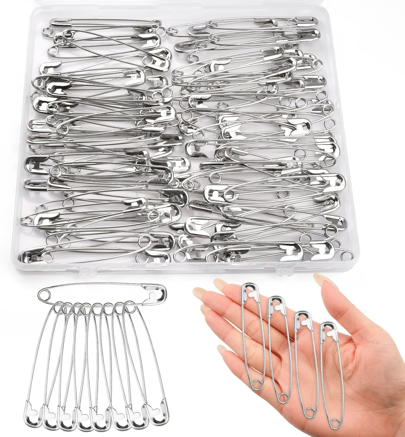 100 PCS 3 Inches Large Safety Pins for Clothes, Big Heavy Duty Safety ...