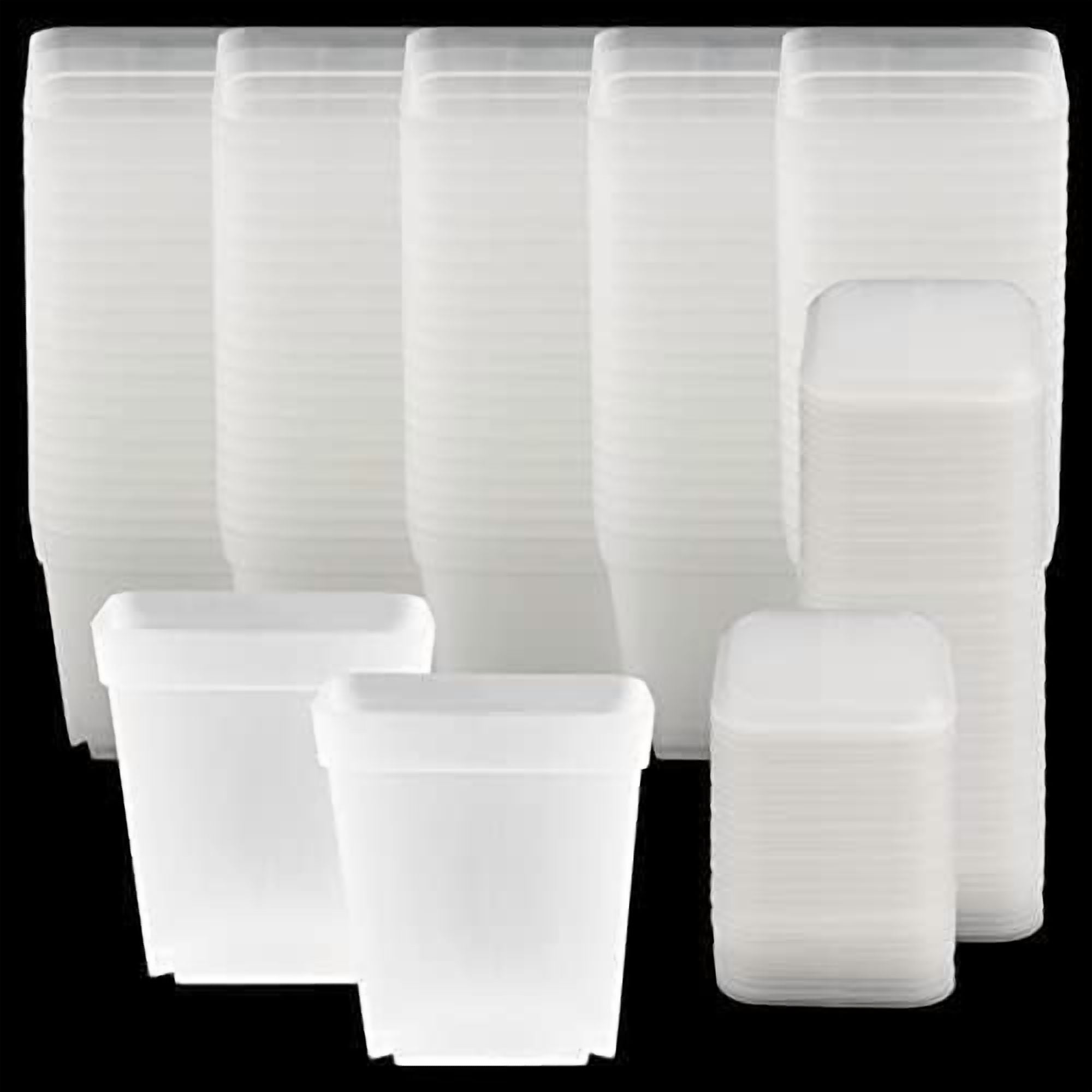 100 PCS 3 Inches Plastic Square Nursery Pot, Transparent Square Plastic ...