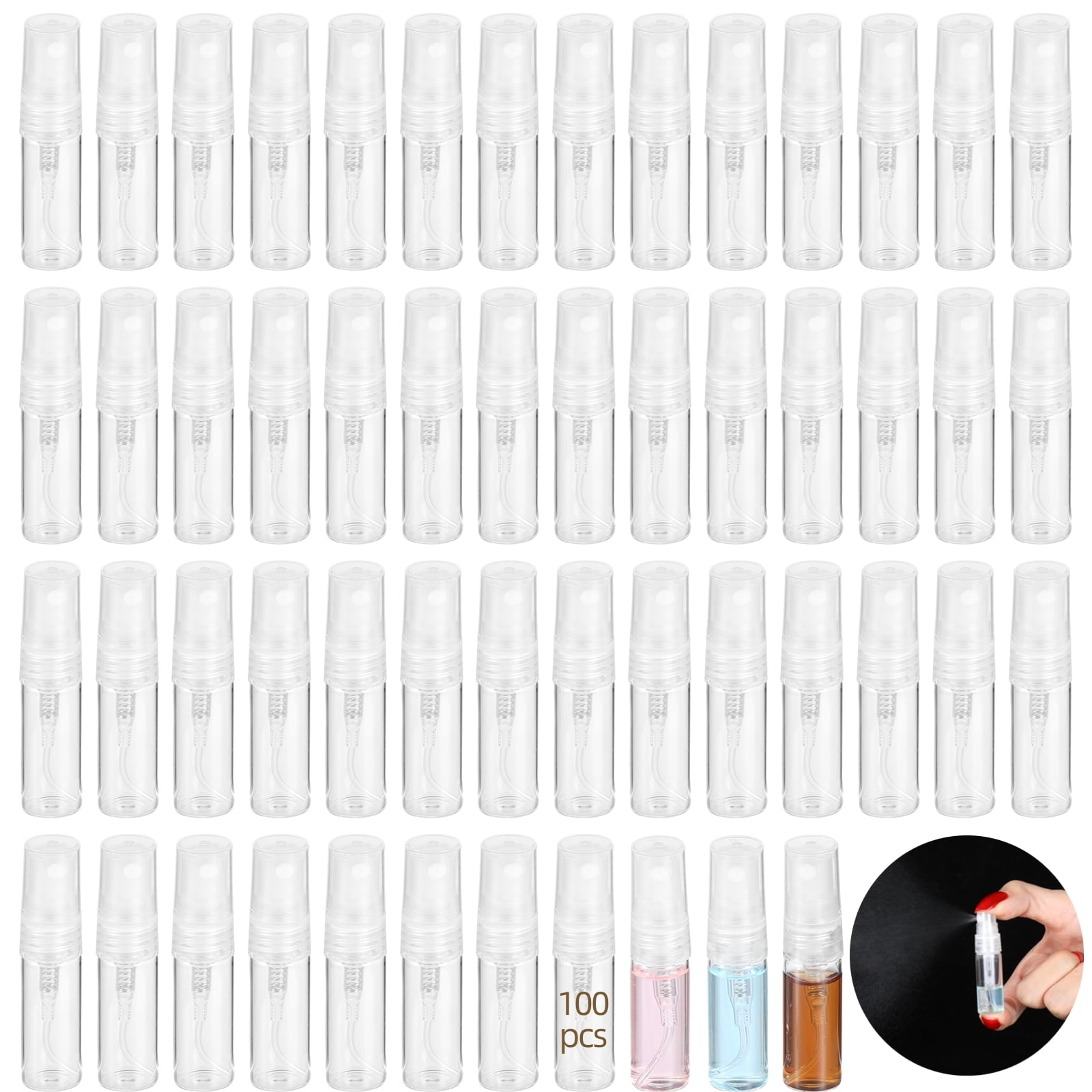 100 PCS 3ml Spray Bottles, Mini Clear Glass Perfume Bottles, Portable ...