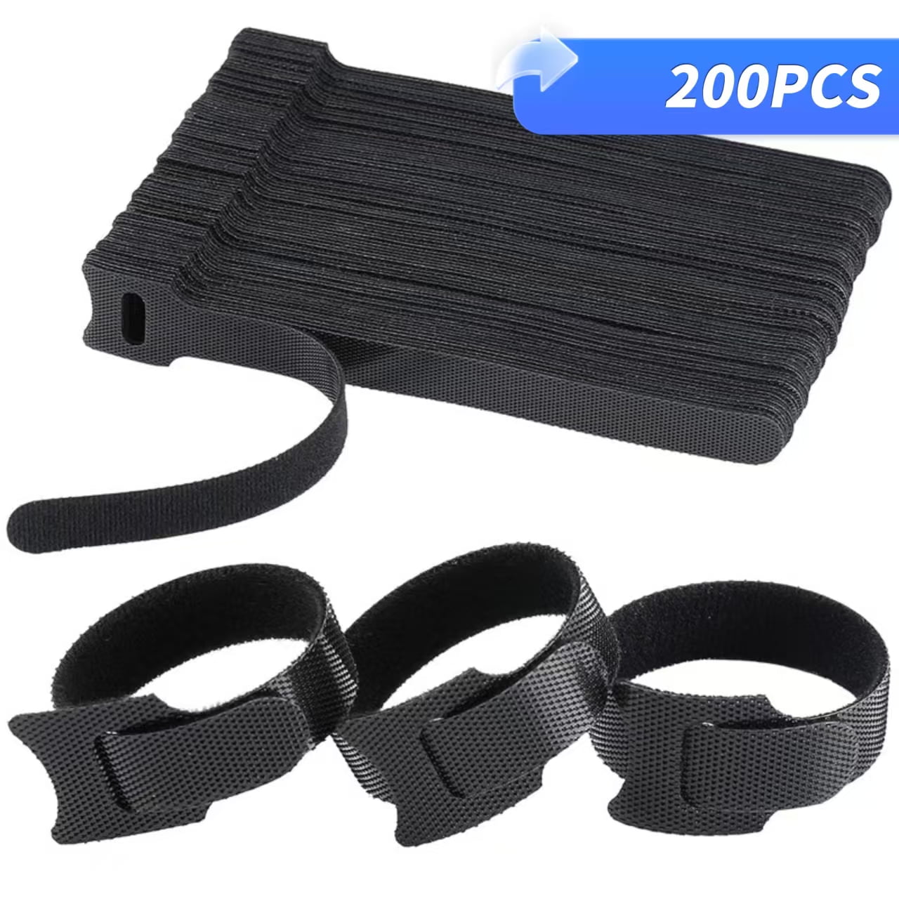 200 PCS 6 Inches Reusable Cable Ties，velcro straps，Cable Organizer，Wire ...