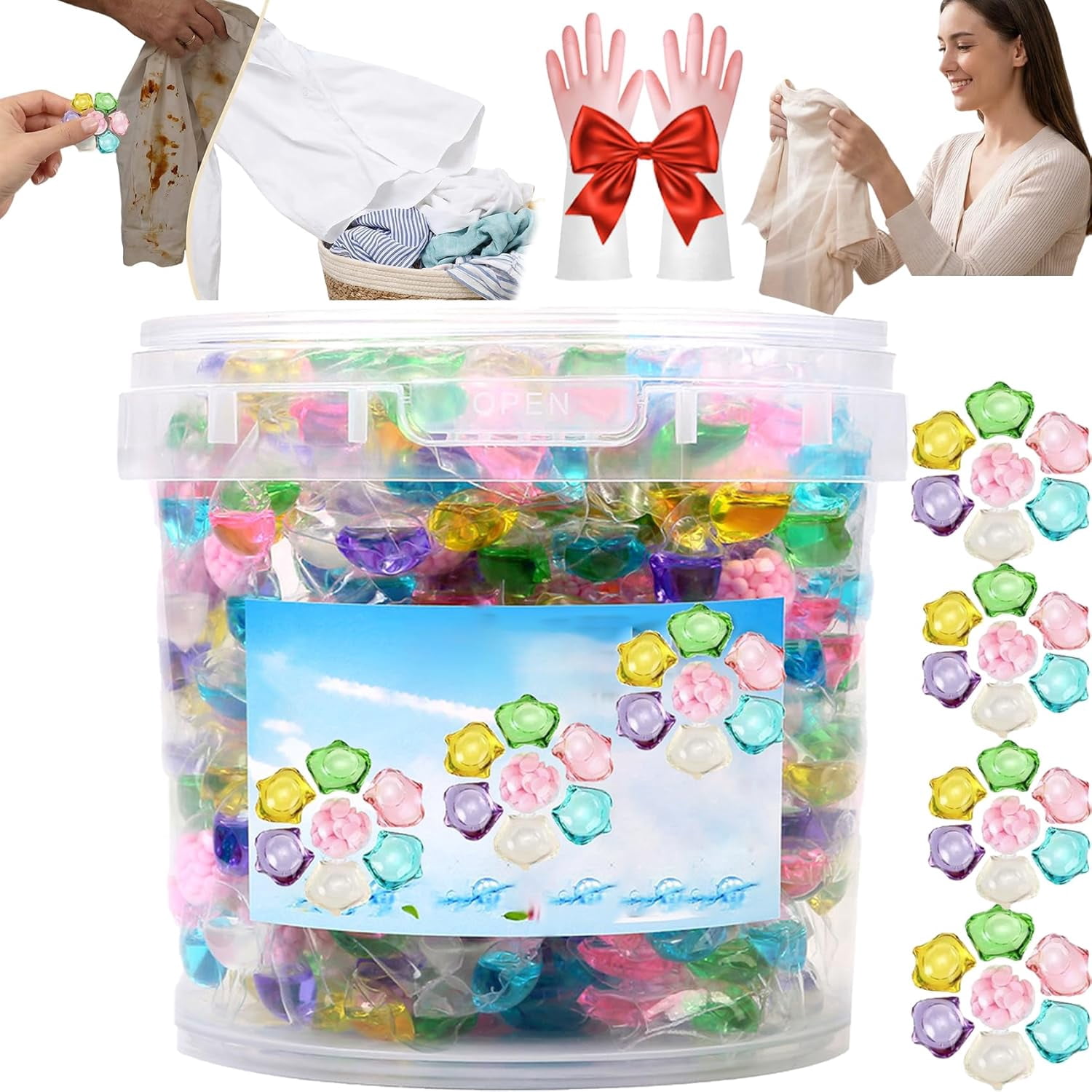 100 PCS 7 in 1 Laundry Detergent, Deep Cleaning Capsules for All ...