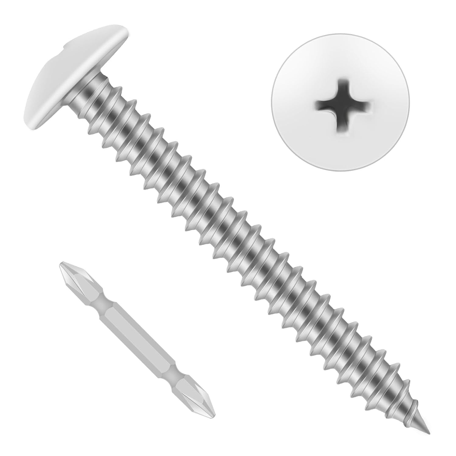 100 PCS #8 x 2 Wood Screws, Alloy Steel Truss Head Self Tapping Screws ...