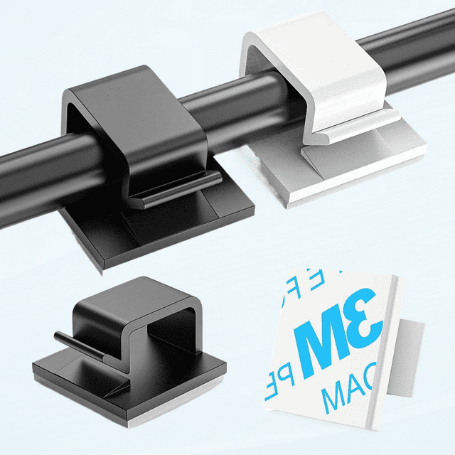 100 PCS Adhesive Cable Clips (Small, White&Black), Upgraded Wall Wire ...