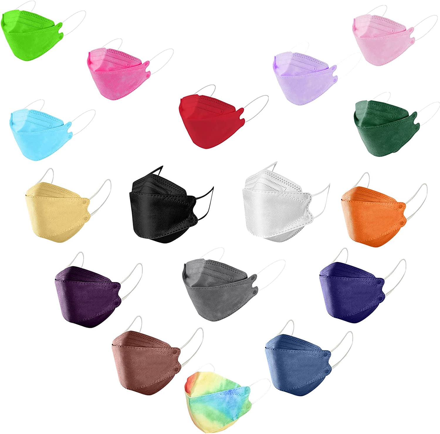 100 PCS Adults Disposable KF94 Face Masks, 4-Ply 3D Fish Type ...