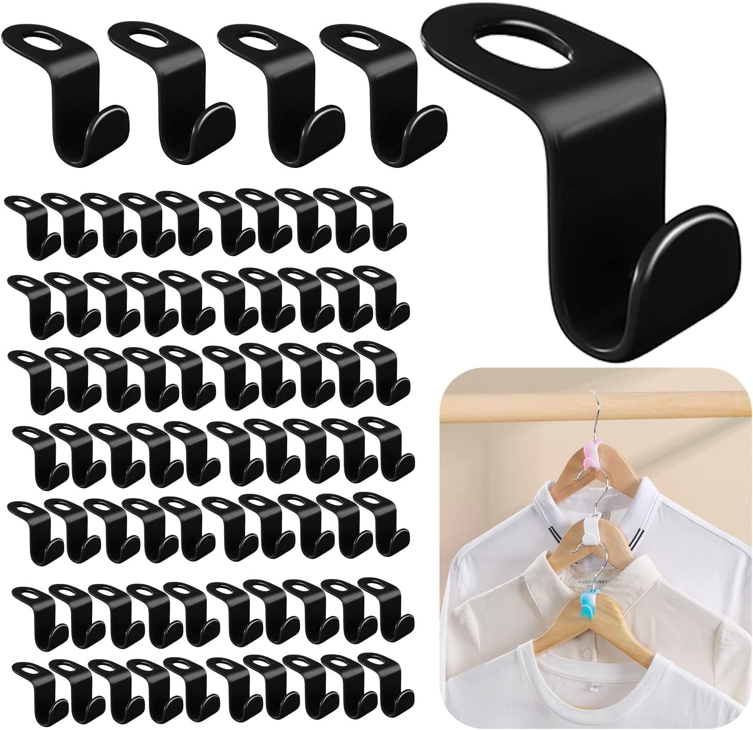 100 PCS Black Clothes Hanger Connector Hooks, Plastic Mini Cascading ...