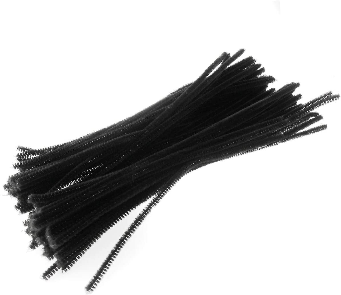 100 PCS Black Fuzzy Chenille Stems Pipe for Arts and Crafts Handmade ...