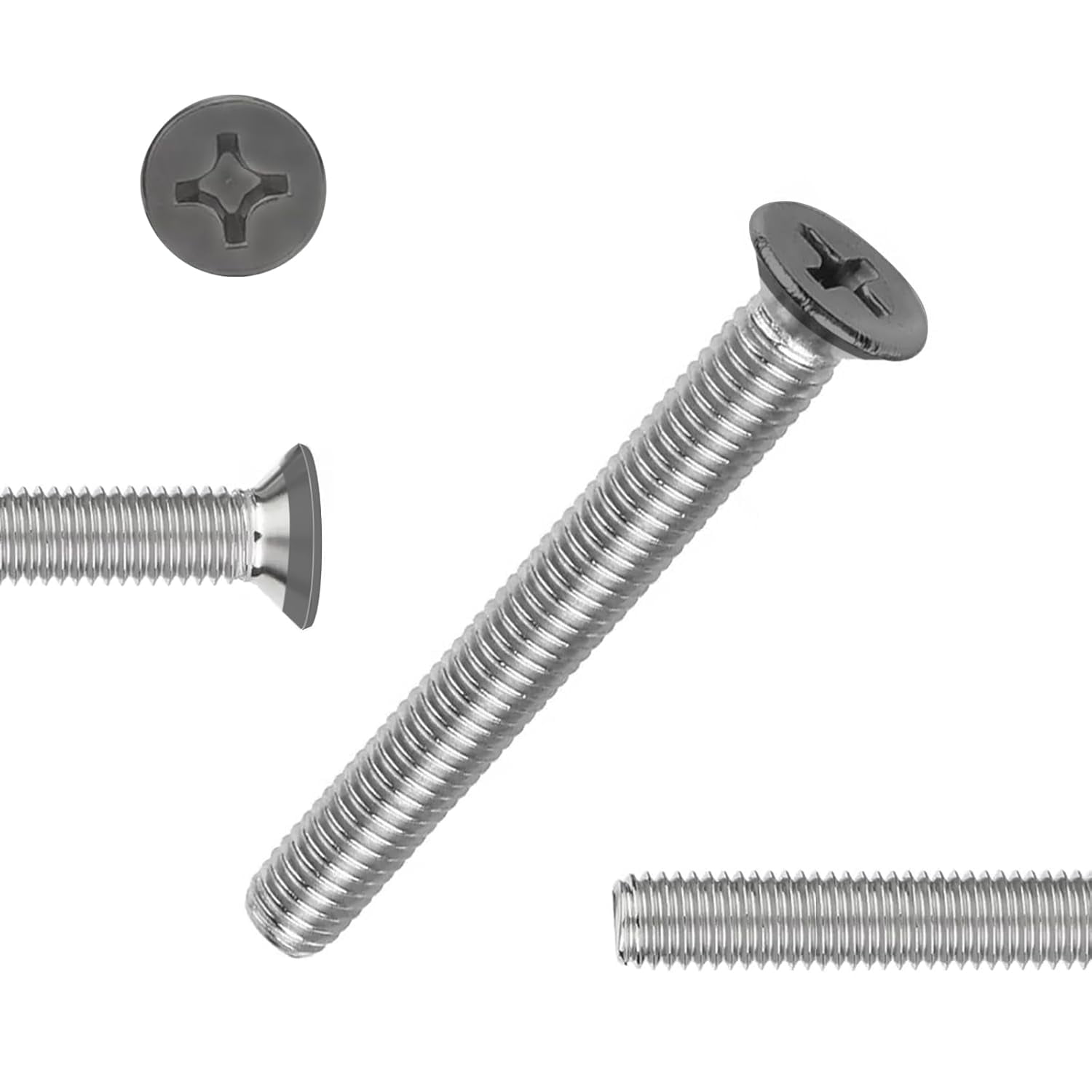 100 PCS Black Head #6-32X1-1/2(1.5 inch) Stainless Steel Phillips Flat Head Machine Screws,DIY ...