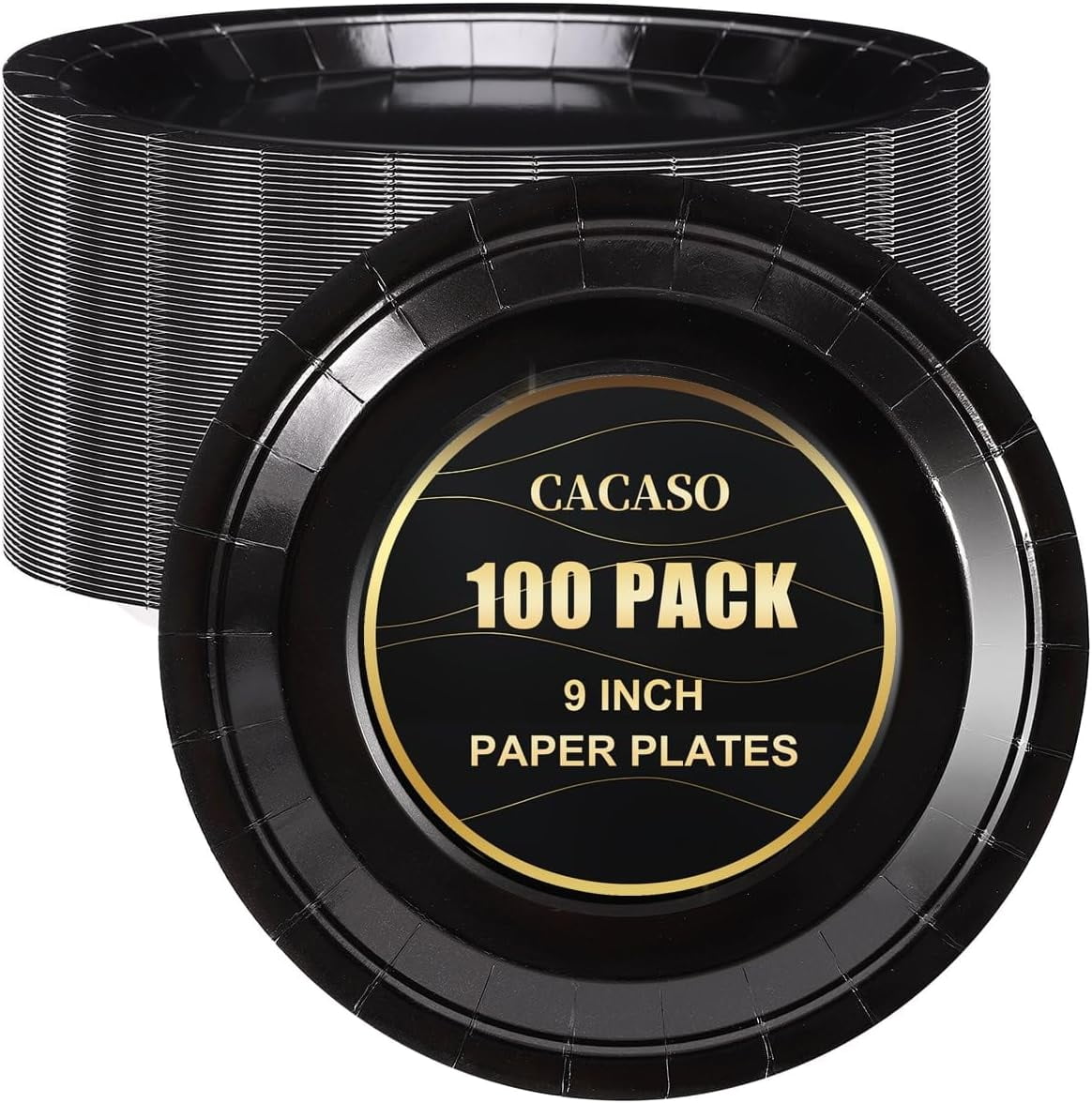 100 PCS Black Paper Plates, 9 Inches, Contemporary Style, Round ...