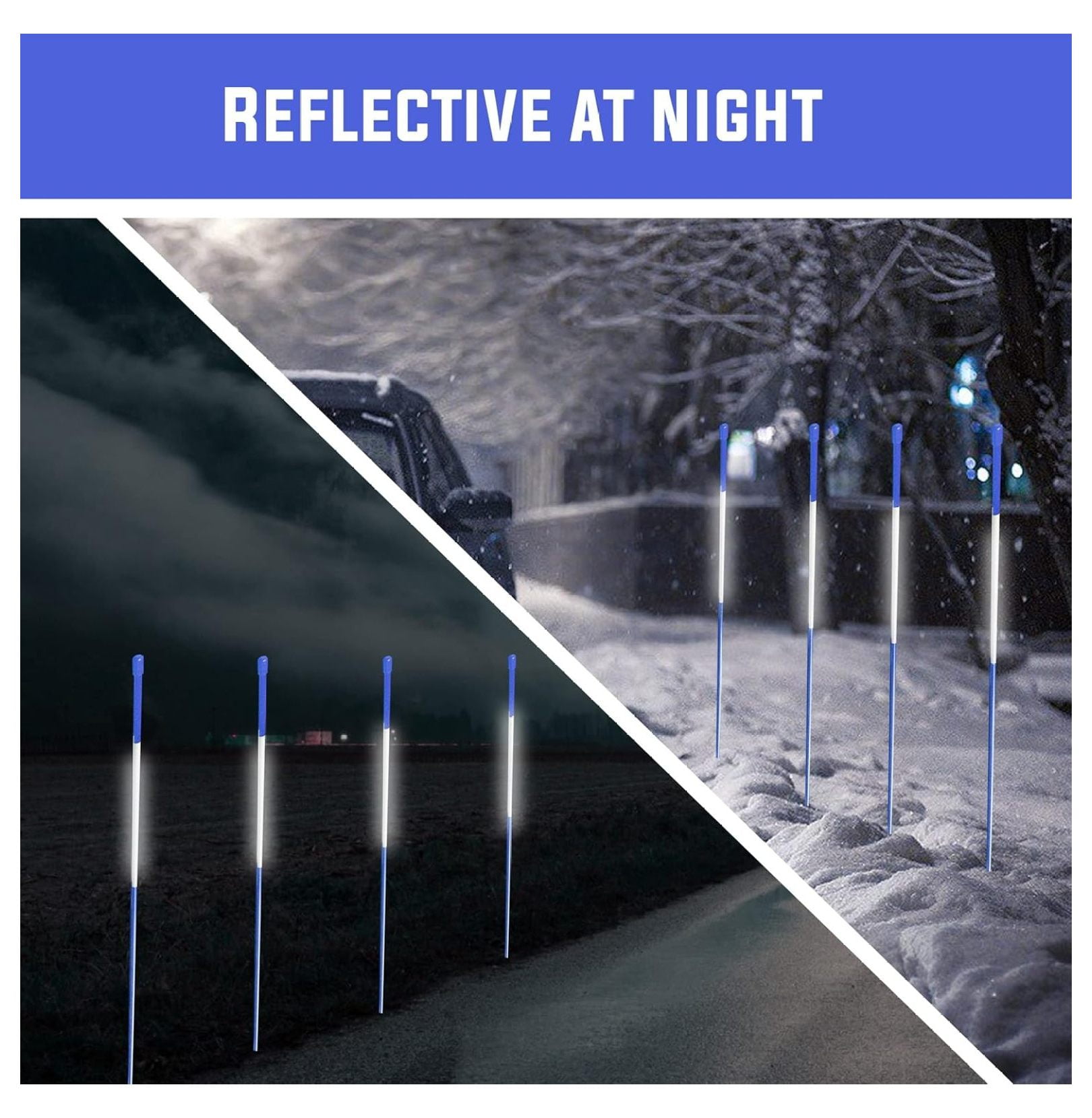 100 PCS Blue Inch Driveway Markers 5/16 Inch - with 12" Install Drill ...