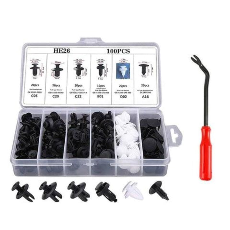 100 PCS Bumper Retainer Clips Car Plastic Rivets Fastener Clip Push ...
