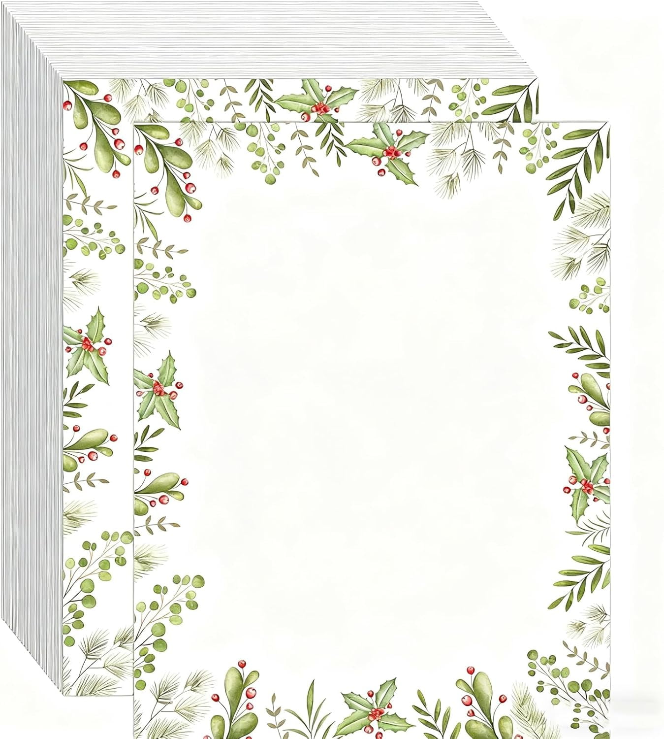 100 PCS Christmas Letter Paper, Christmas Stationery Paper 8.5 X 11In ...