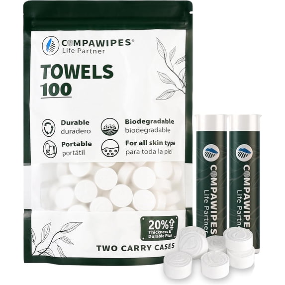 100 PCS Compressed Towel Tablets - Travel Disposable Towels, Compressed ...