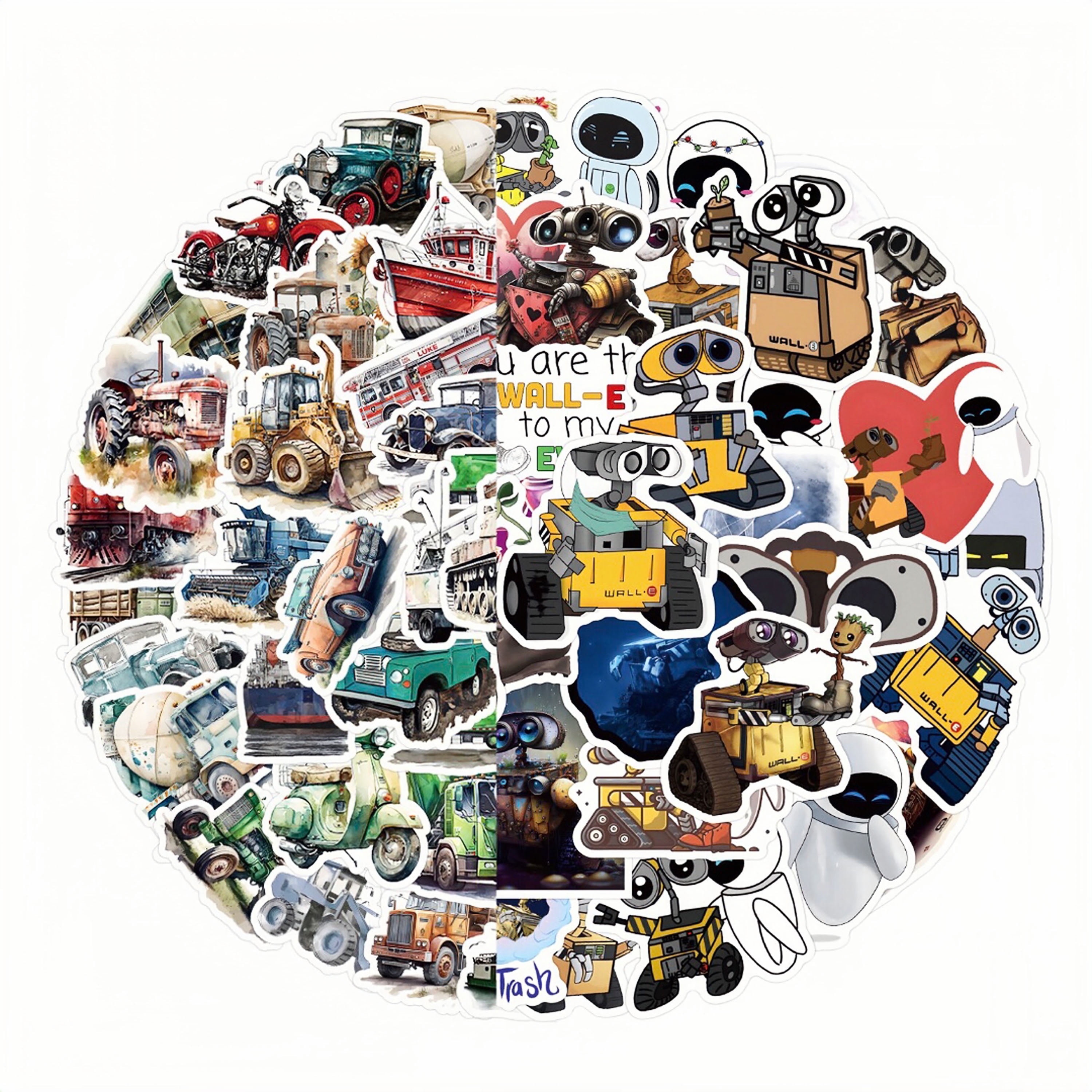 100 PCS Cool Cute robot Car Vinyl Waterproof Sticker Pack - Laptop ...