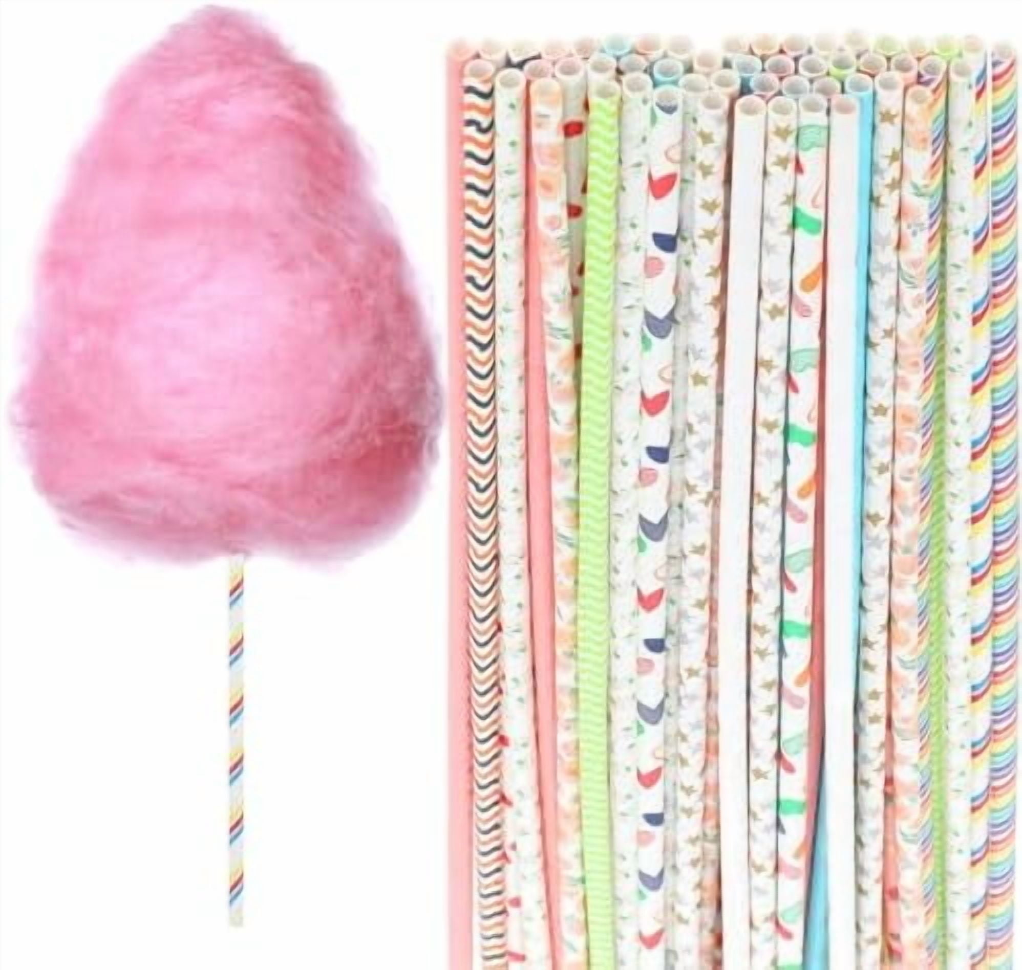 100 PCS Cotton Candy Sticks Cones, 11.02 Inch Random Colorful Cotton ...