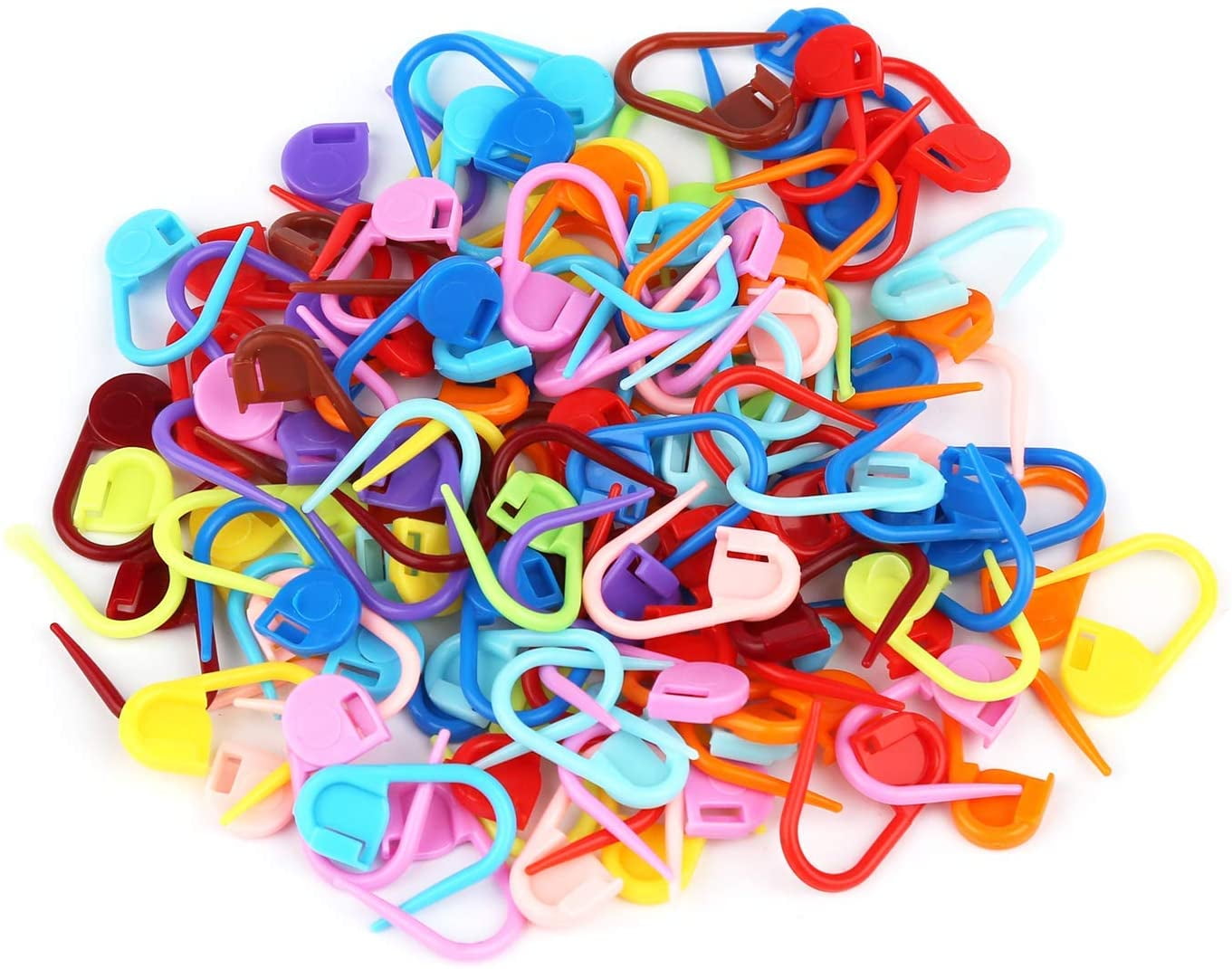 100 PCS Crochet Stitch Markers, Colorful Locking Stitch Markers Plastic Crochet Stitch Counters ...
