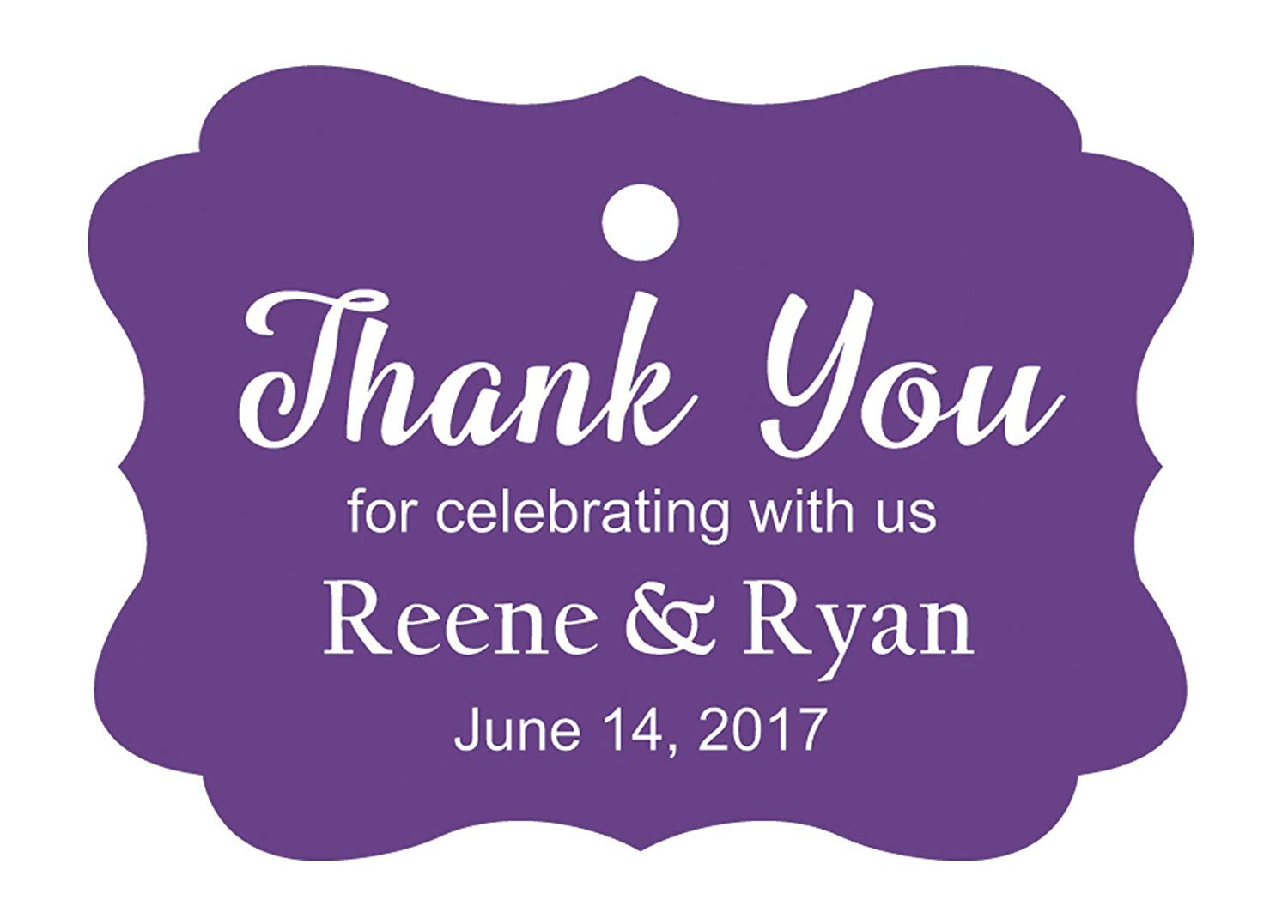 100 PCS Custom Wedding Favor Hang Tags Thank you for celebrating ...