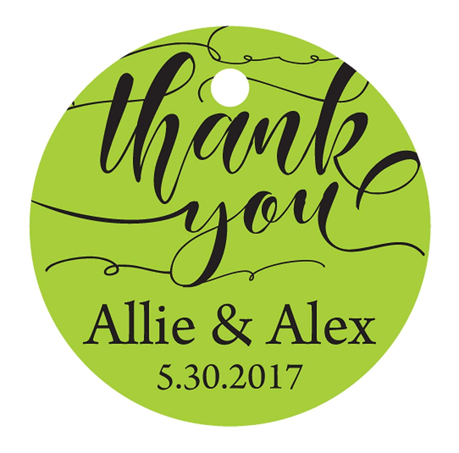 100 PCS Customized Thank You Circle Hang Tags Personalized Wedding ...