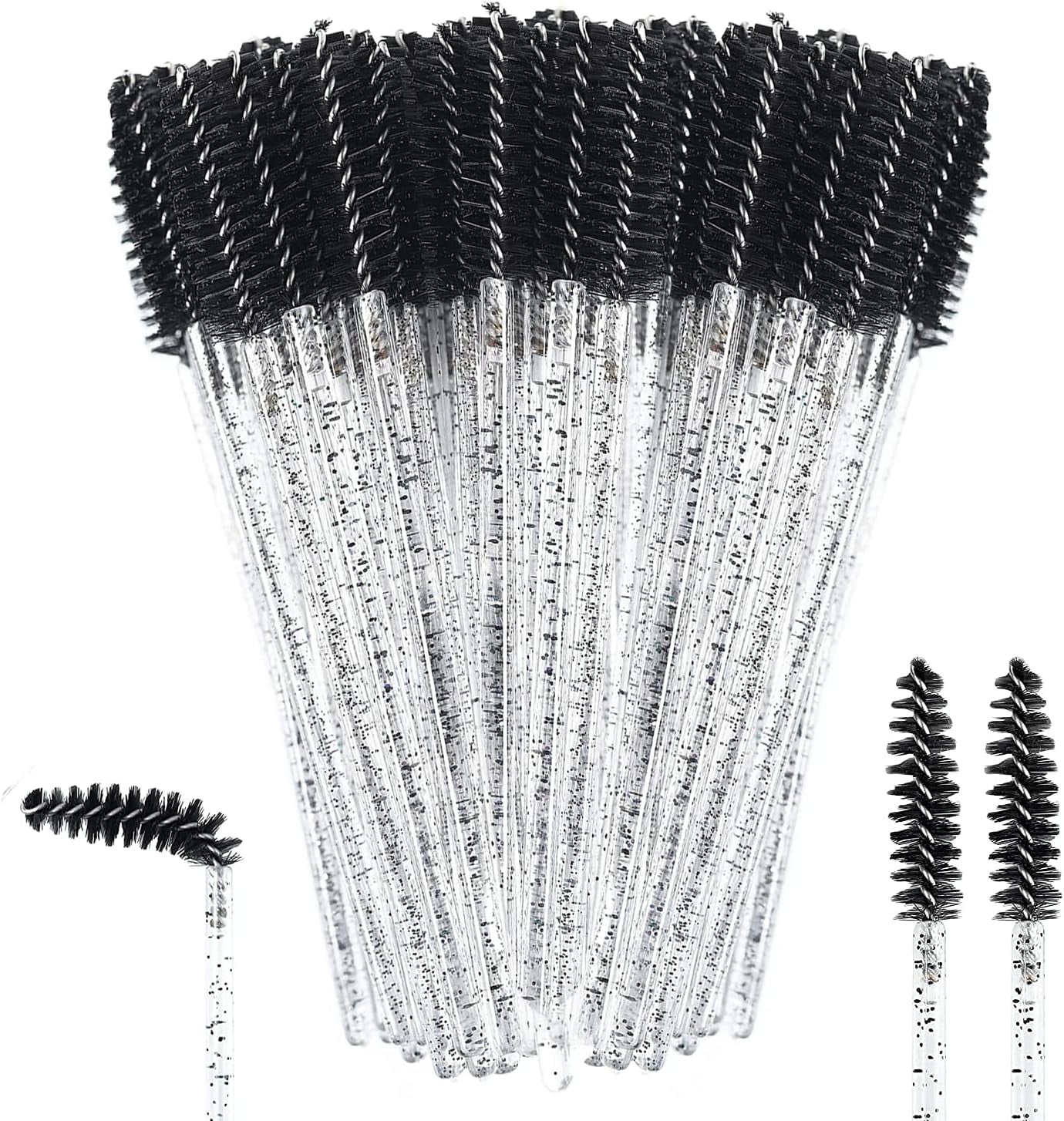 100 PCS Disposable Eyelash Brushes， Eyebrow and Makeup Crystal (Black ...