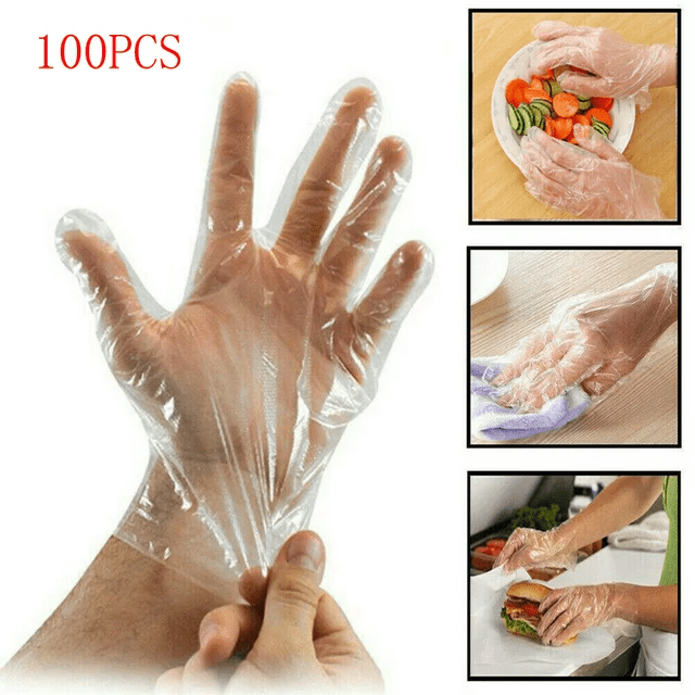 100 PCS Disposable Poly Plastic Gloves for Make Sourdough Bread, Food ...