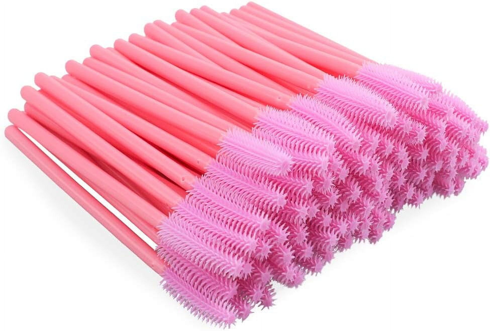 100 PCS Disposable Silicone Eyelash Brushes, Pink Silicone Mascara ...