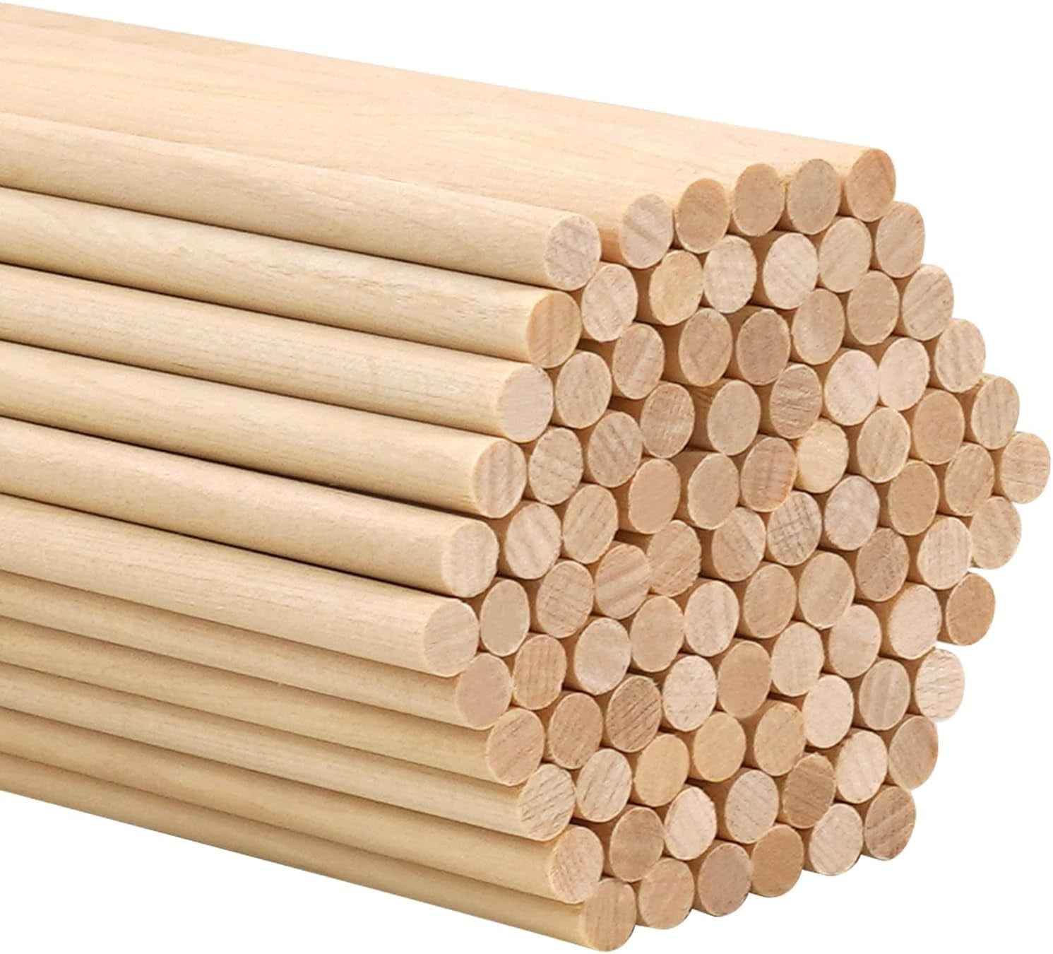 100 PCS Dowel Rods Wood Sticks Wooden Dowel Rods 1/4 X 12 Inch Wooden ...